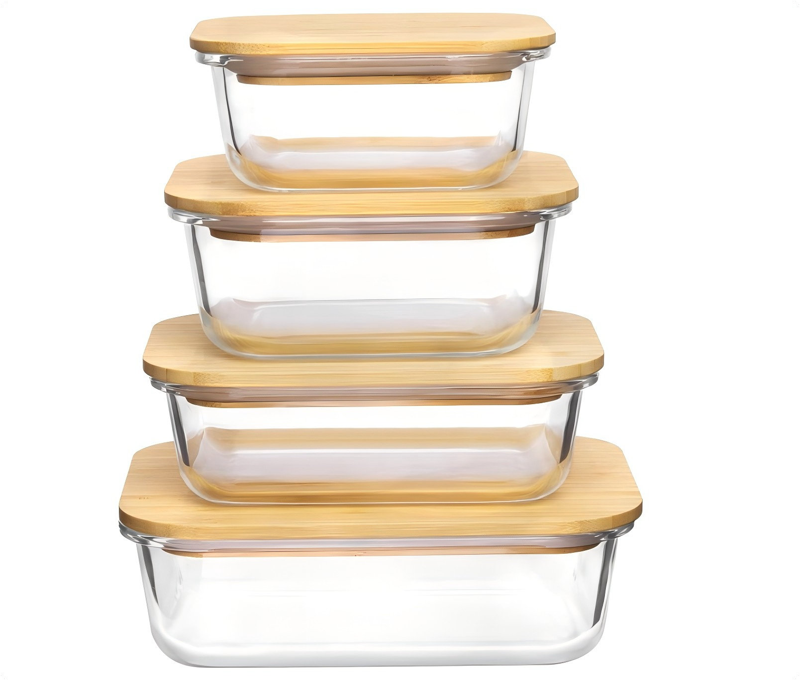 Gracie Oaks Glass Food Storage Containers With Bamboo Lids, 4 Pack Meal ...