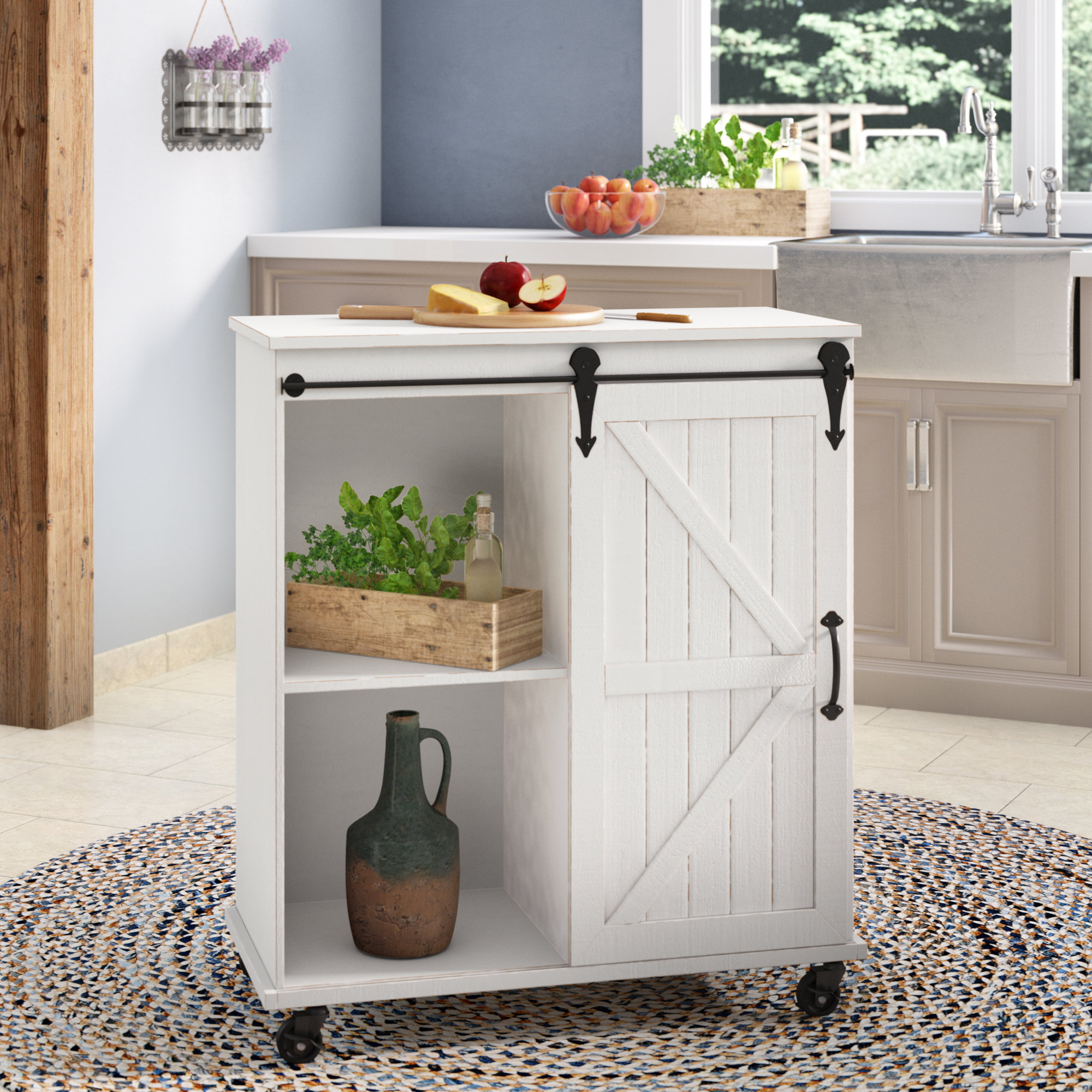 Joss & Main Enora 30" Solid Wood Kitchen Cart Solid Wood Top and ...