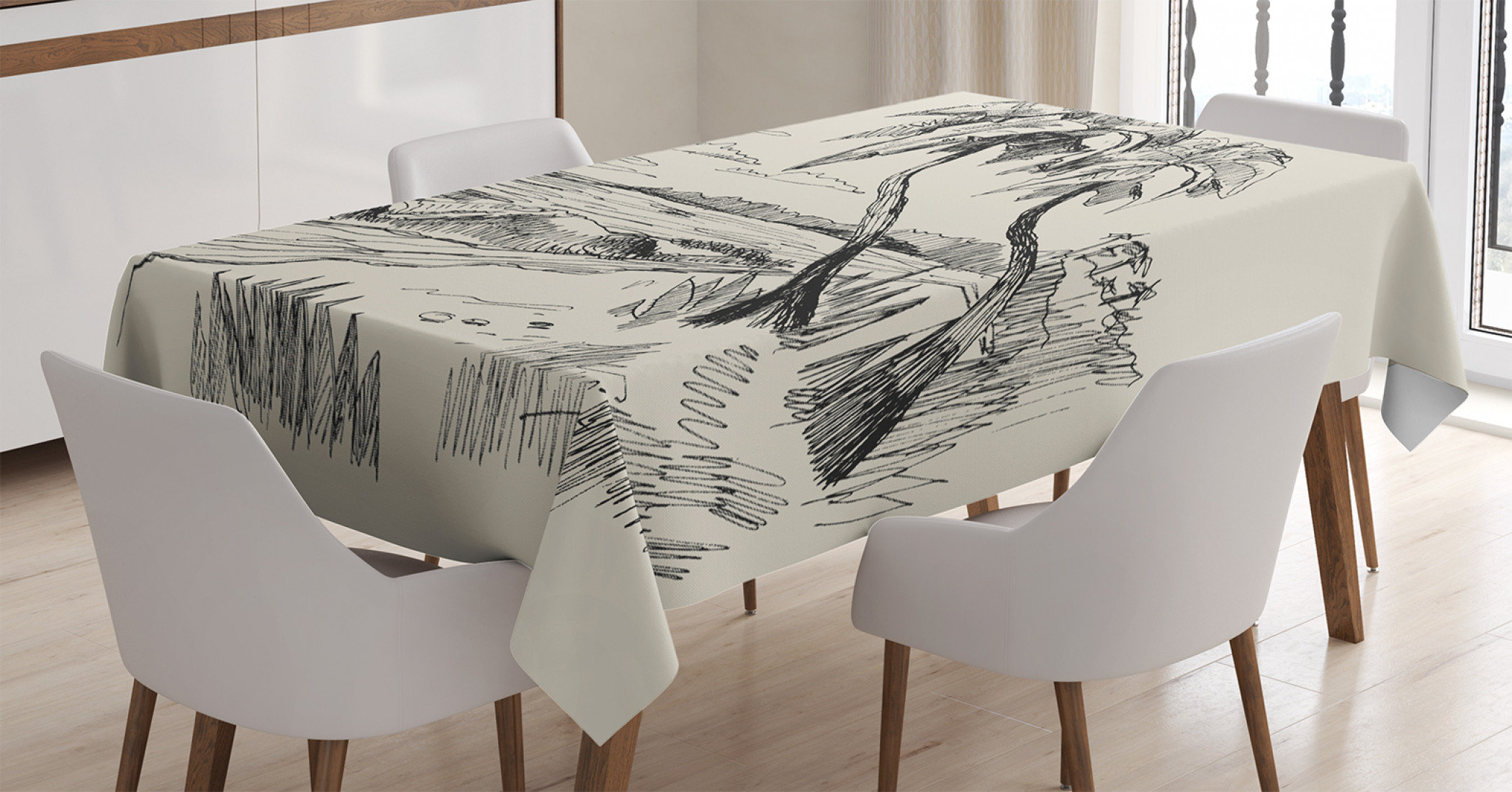East Urban Home Palm Tree Tablecloth, Sketch Of Coconut Palm Tree On ...