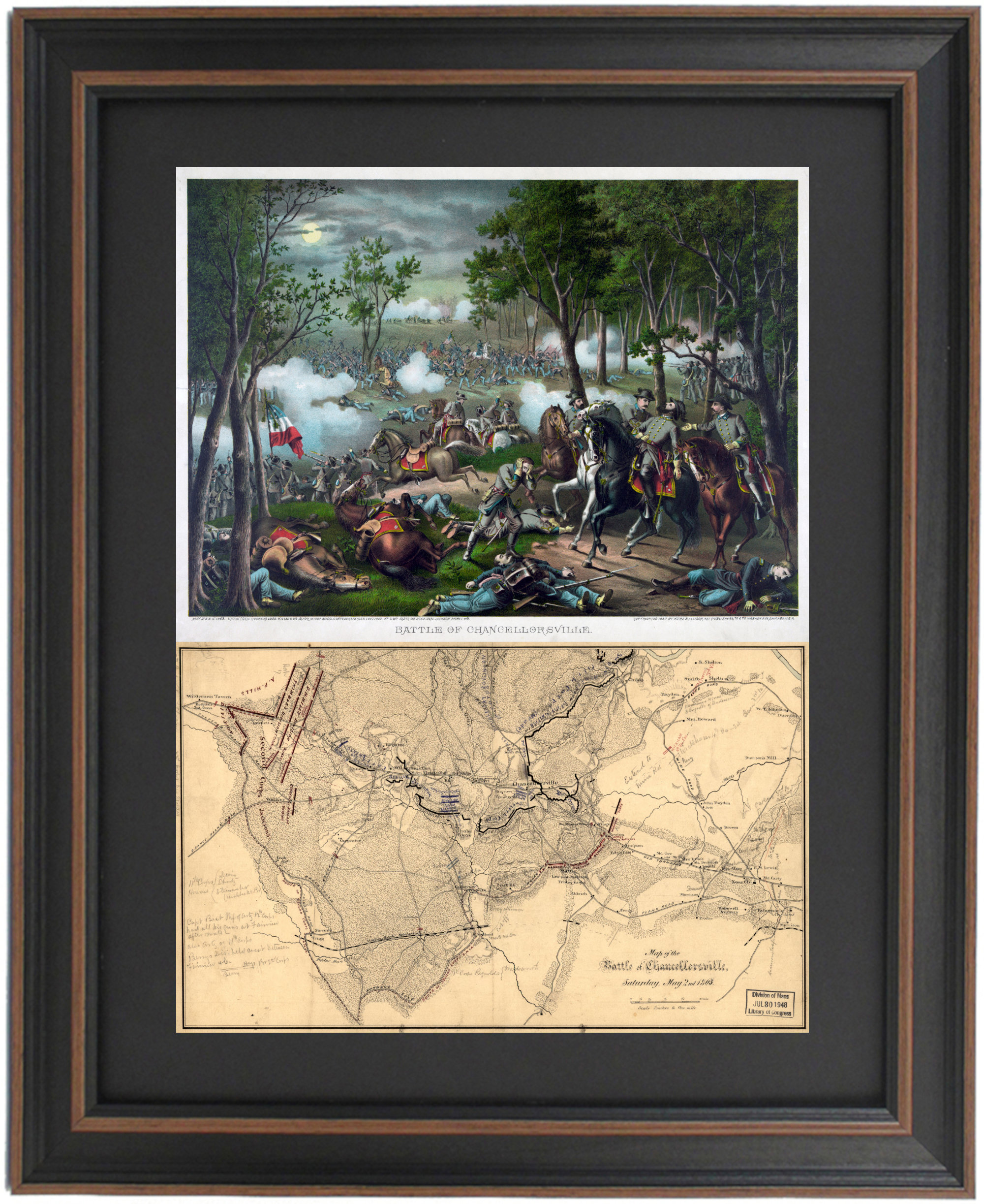 Canora Grey Framed Battle Of Chancellorsville By Kurz & Allison With ...