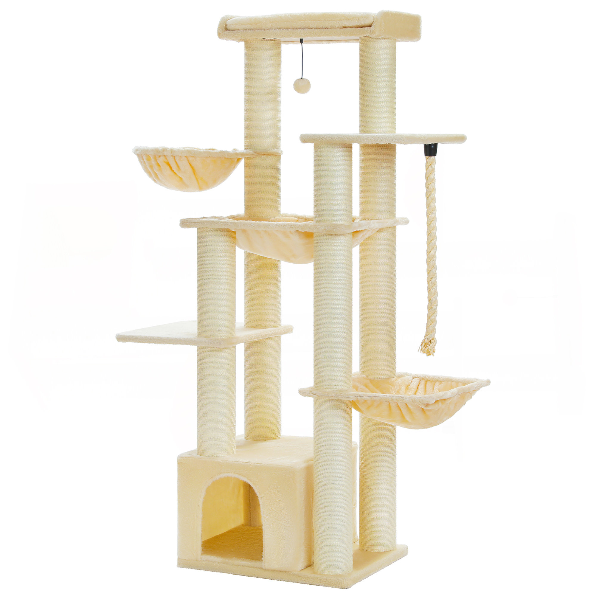 Hokku Designs 66.5-Inch Large Cat Tree, With 13 Thick Scratching Posts ...