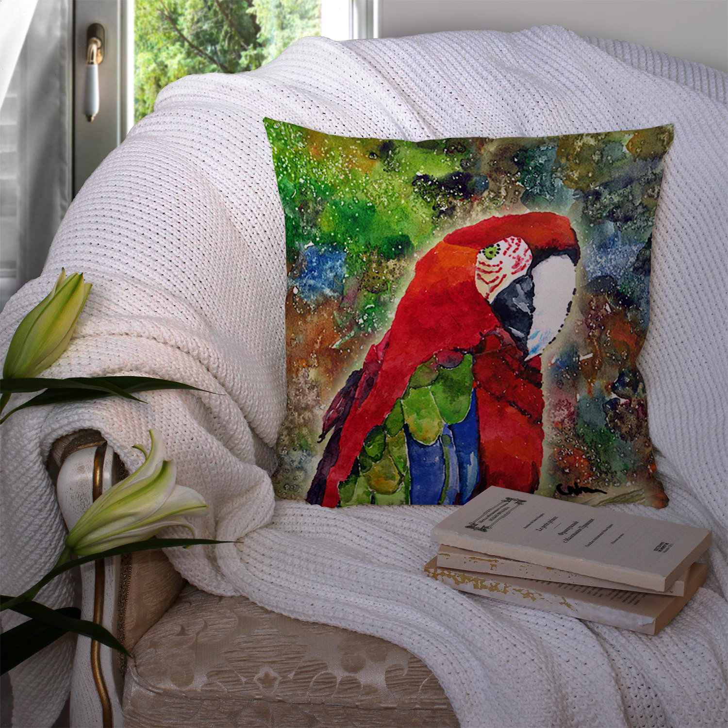 Caroline's Treasures Parrot Indoor/Outdoor Throw Pillow | Wayfair