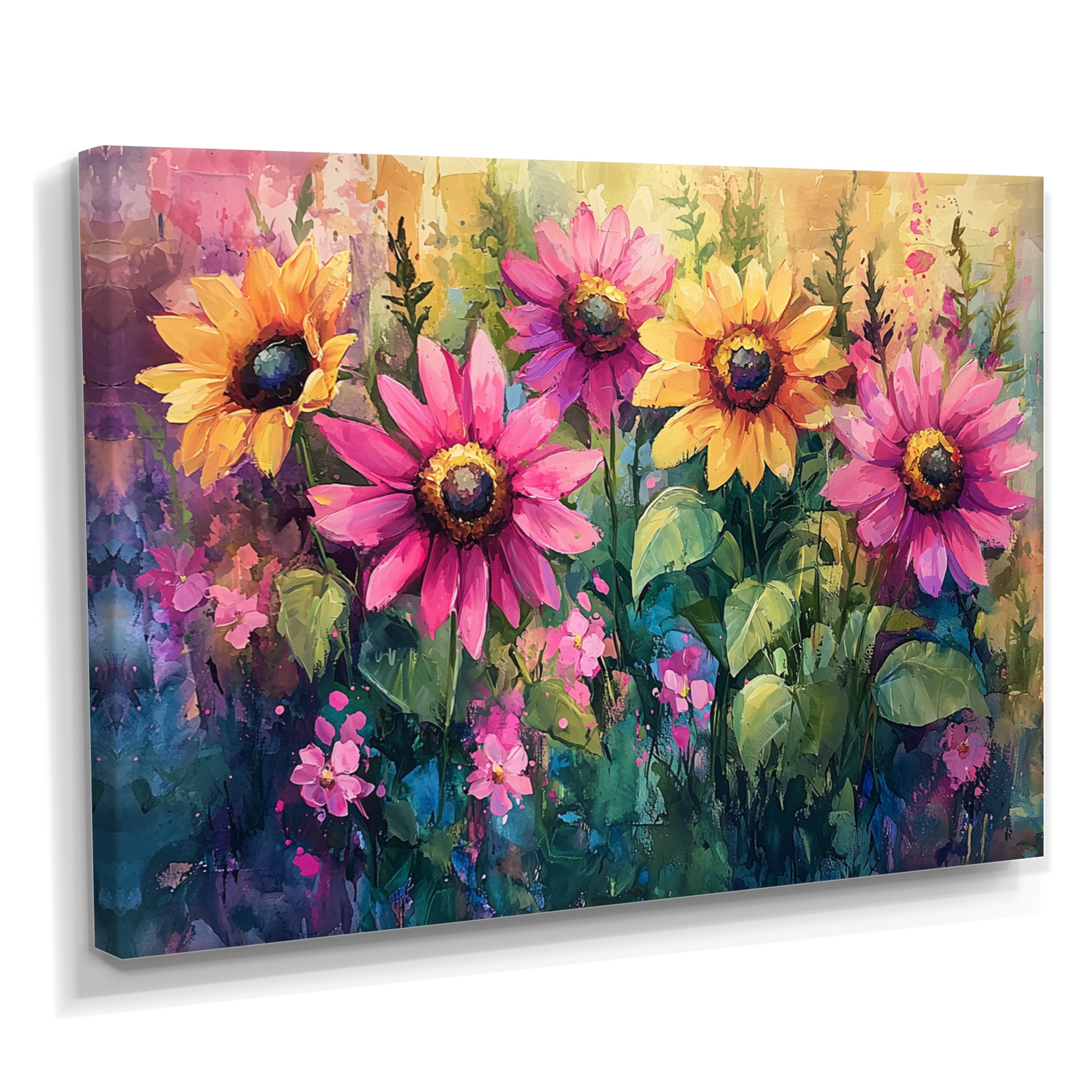 August Grove® Dorran Spring Symphony Of Pink Sunflowers I - Sunflowers ...