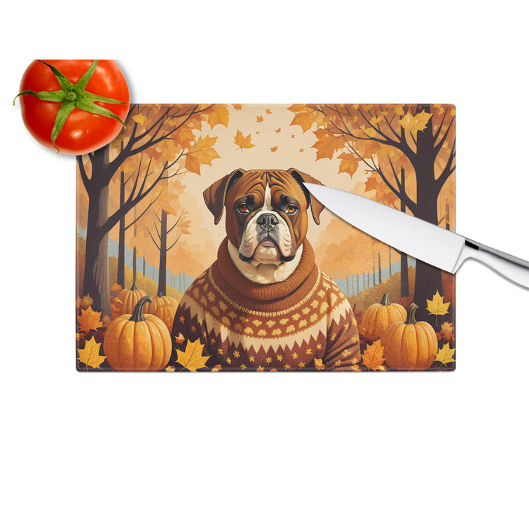 Caroline's Treasures Boxer Fall Glass Cutting Board Large - Wayfair Canada