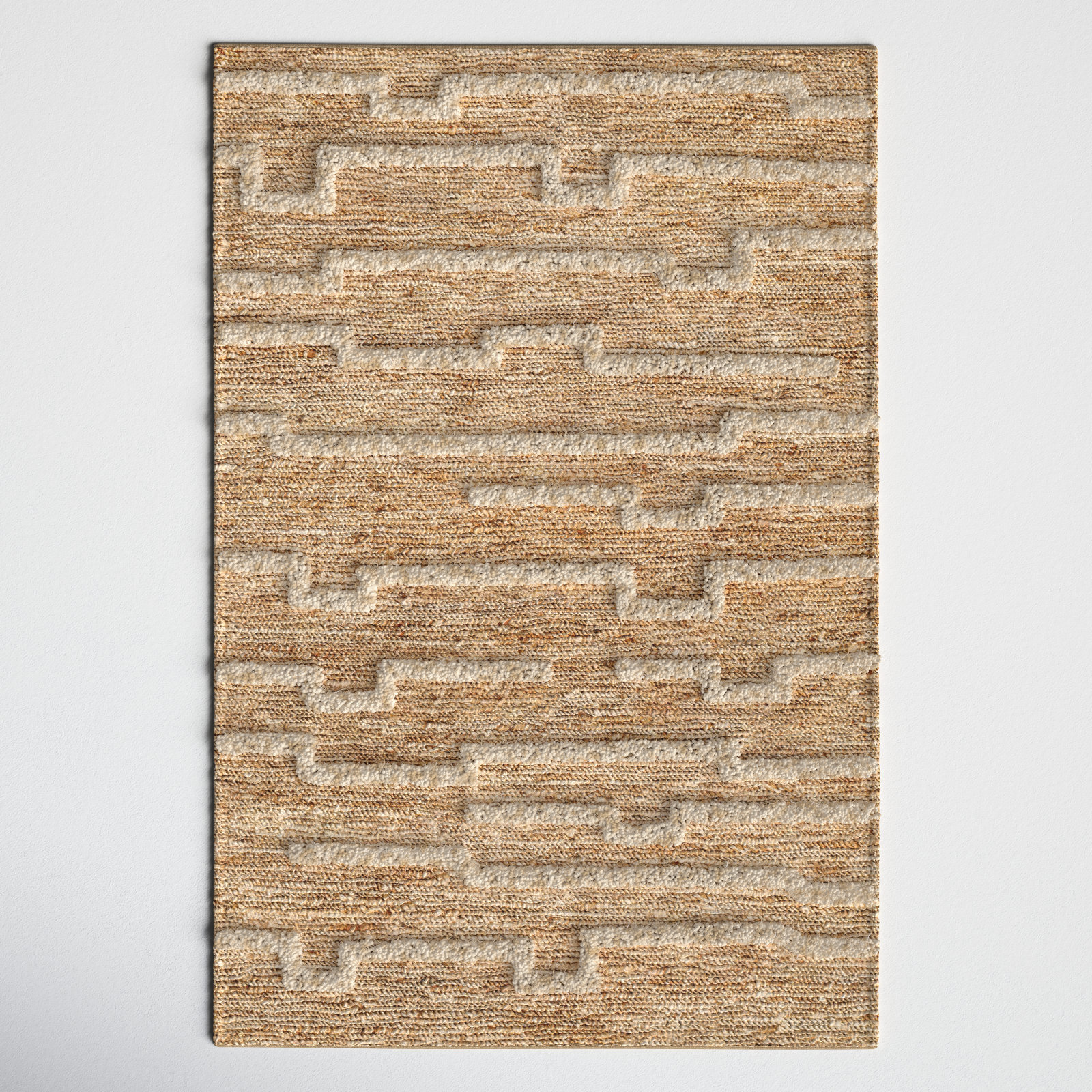 Joss & Main Febina Geometric Hand-Knotted Jute Area Rug in Khaki | Wayfair