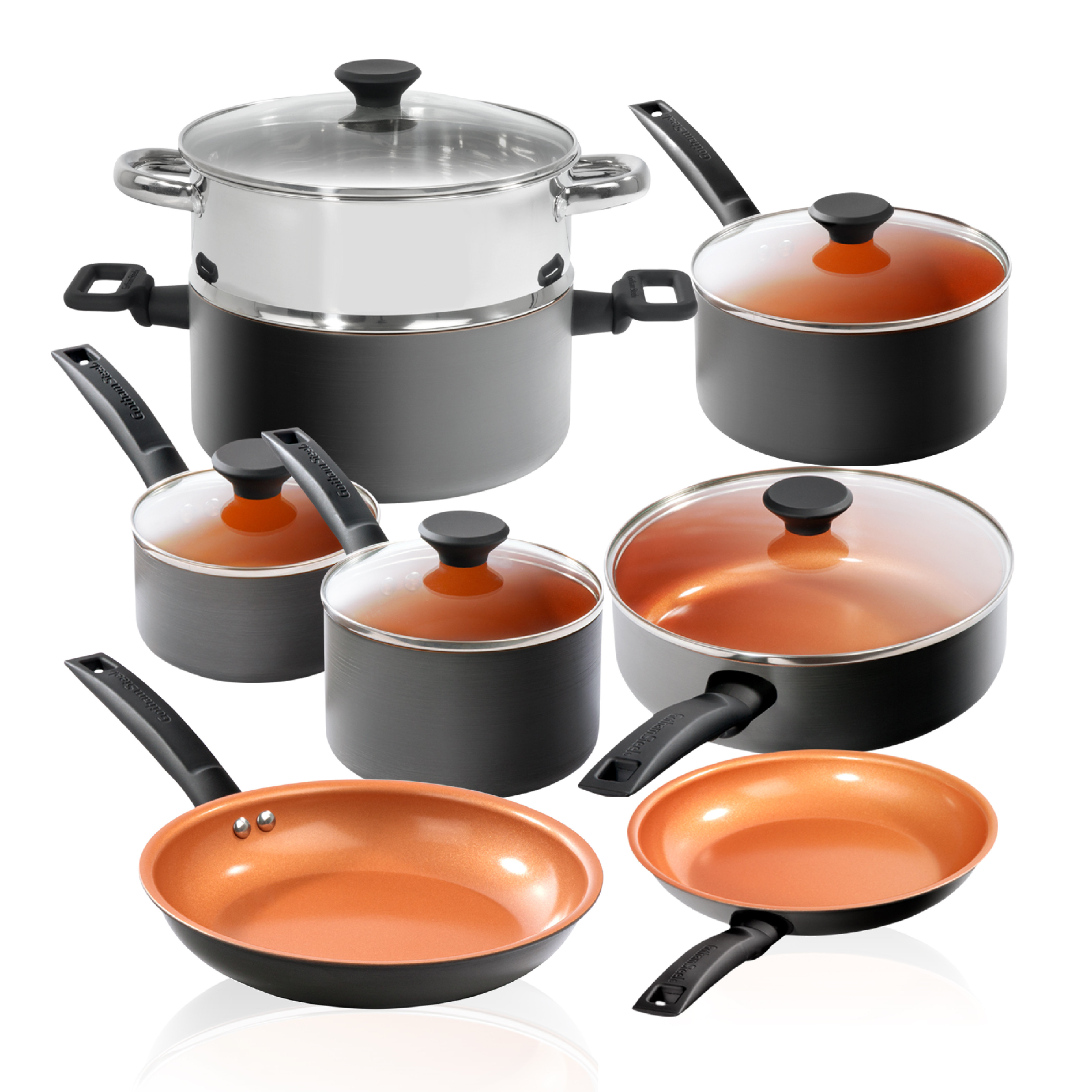 Gotham Steel Pro Premier Hard Anodized 13 Piece Nonstick Cookware Set ...