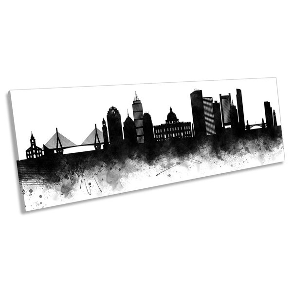 17 Stories Boston Abstract City Skyline - Wrapped Canvas Panoramic Art ...