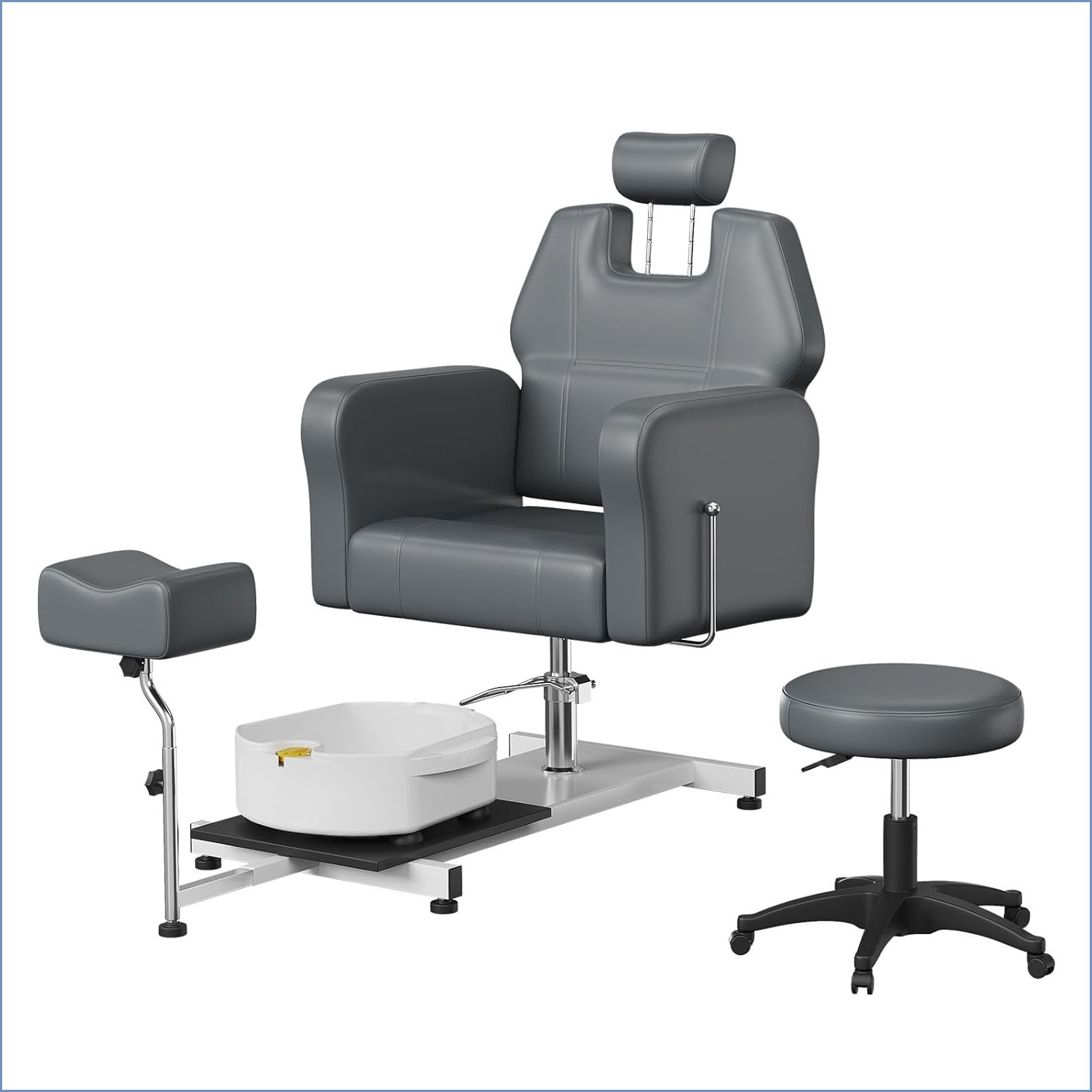 Inbox Zero Reclining Pedicure Chair With Stool, Footrest & Massage Foot ...