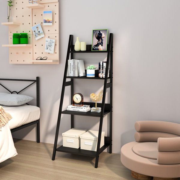 Ebern Designs Ciqala Ladder Bookshelf 4 Layer Bookcase with Backboard ...