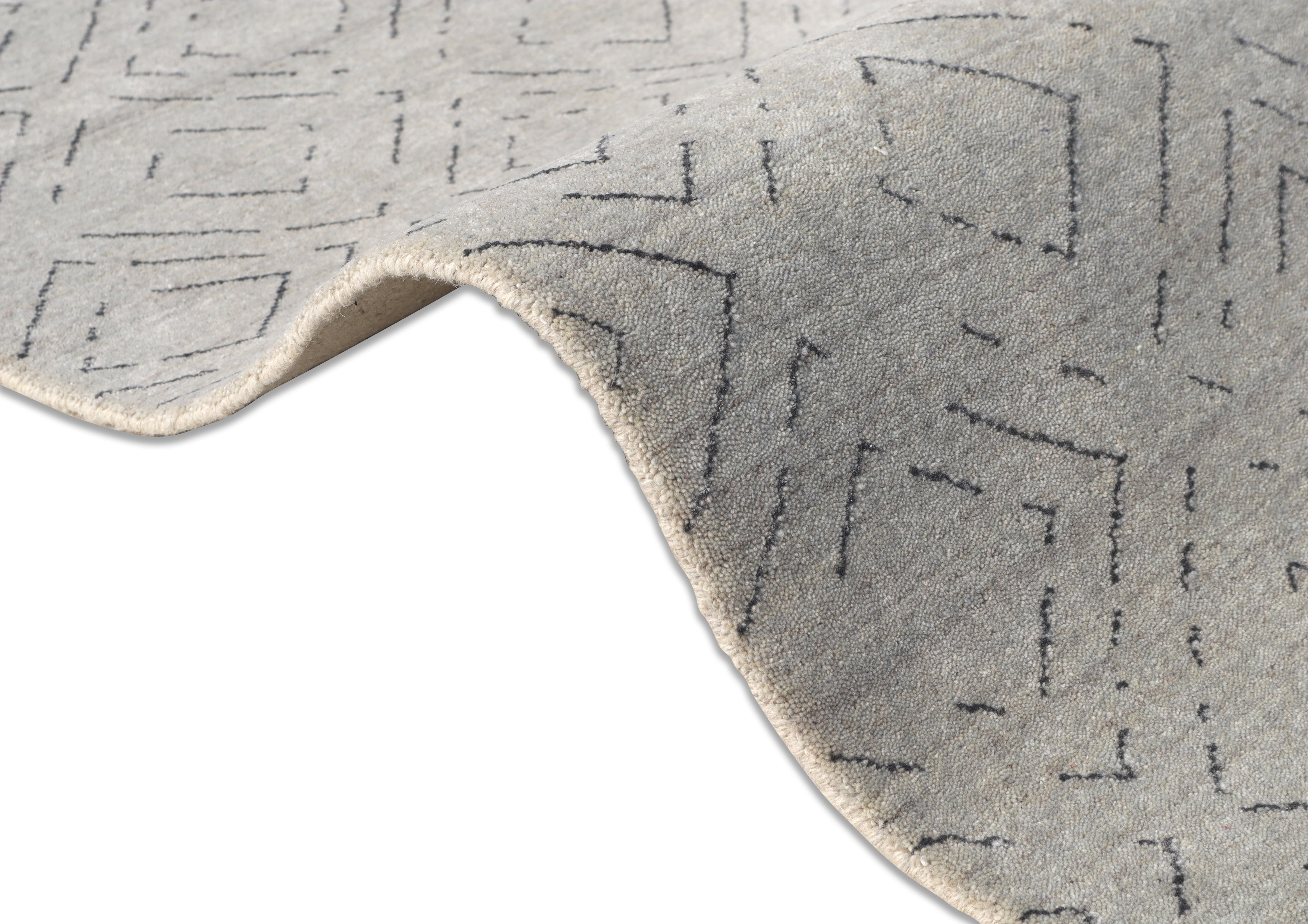 Tufty Home Moroccan Geometric Handmade Diamond Grey Wool Area Rug By ...