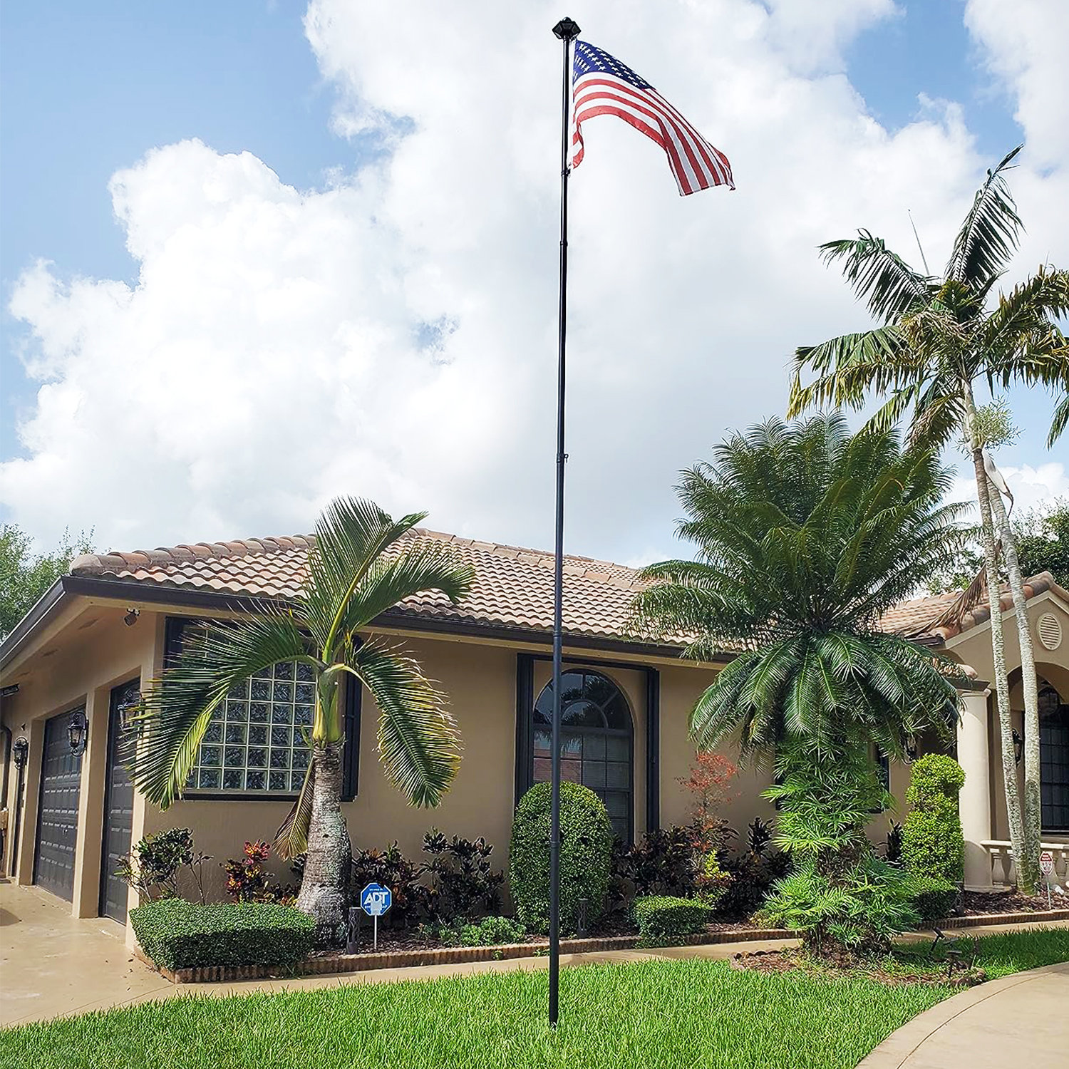 Arlmont & Co. Olegaria 30ft Aluminum Telescopic Black Flag Pole ...