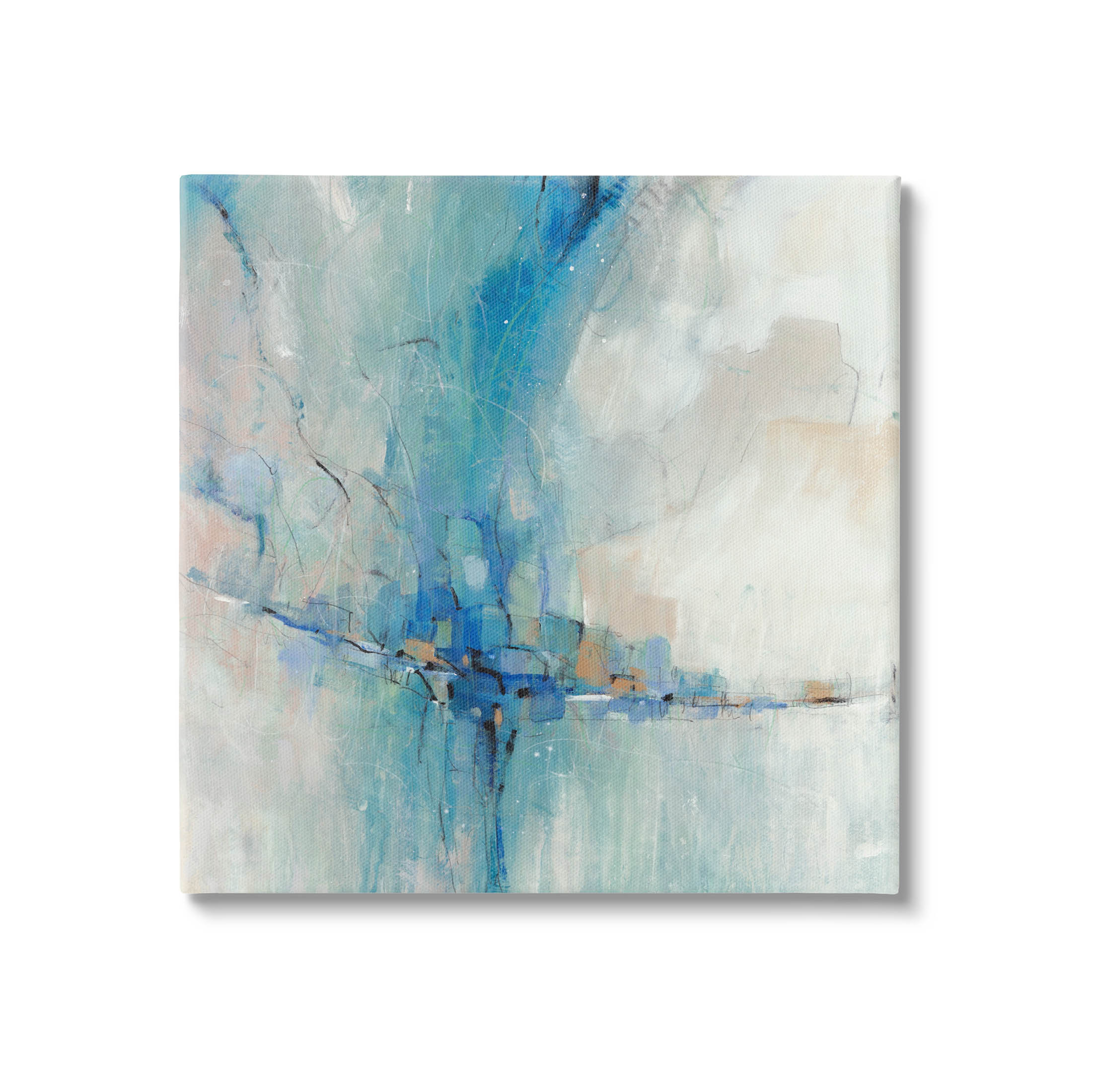 Stupell Industries Abstract Blue Square Shapes Canvas Wall Art By Tim ...
