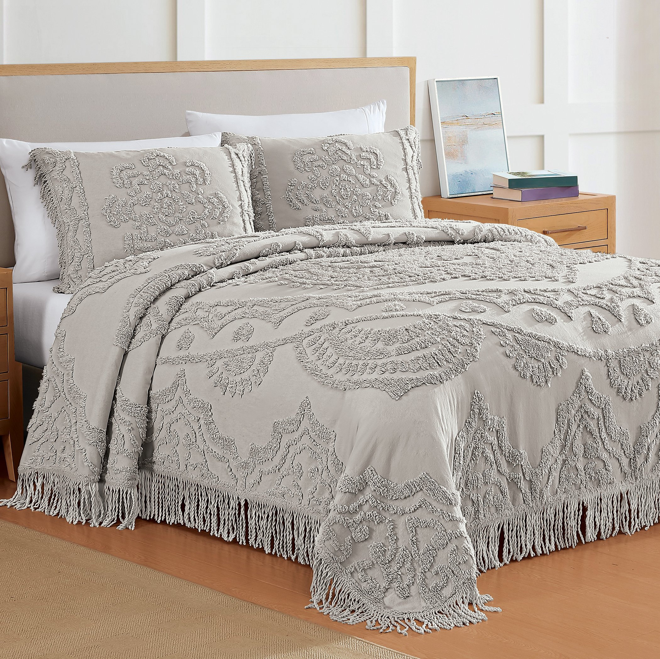 Winston Brands Luxurious Lotus Textured Chenille Fringe Border ...