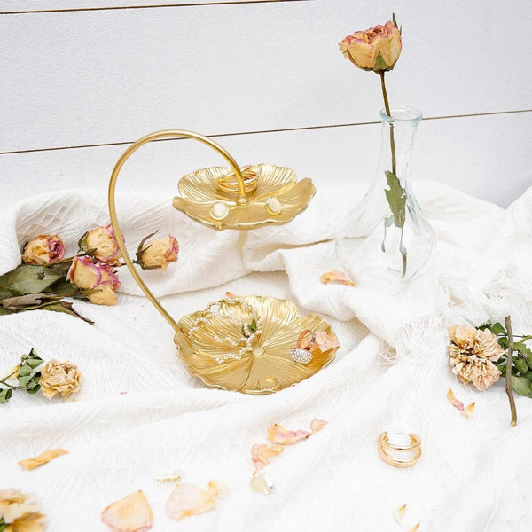 Mercer41 Double-Layer Gold Lotus Leaf Jewelry Tray | Wayfair