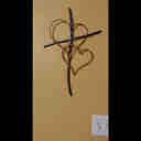 Winston Porter Metal Sticks Cross with Double Copper Heart Accent ...