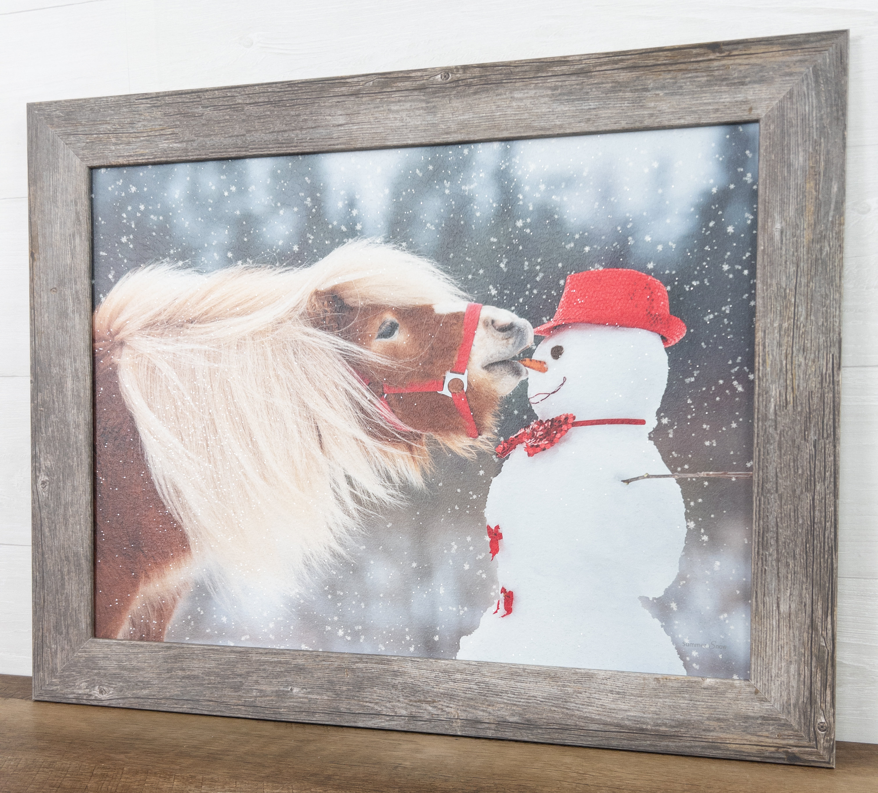 The Holiday Aisle® Can't Resist Snowman Pony Cute Winter Framed Art ...