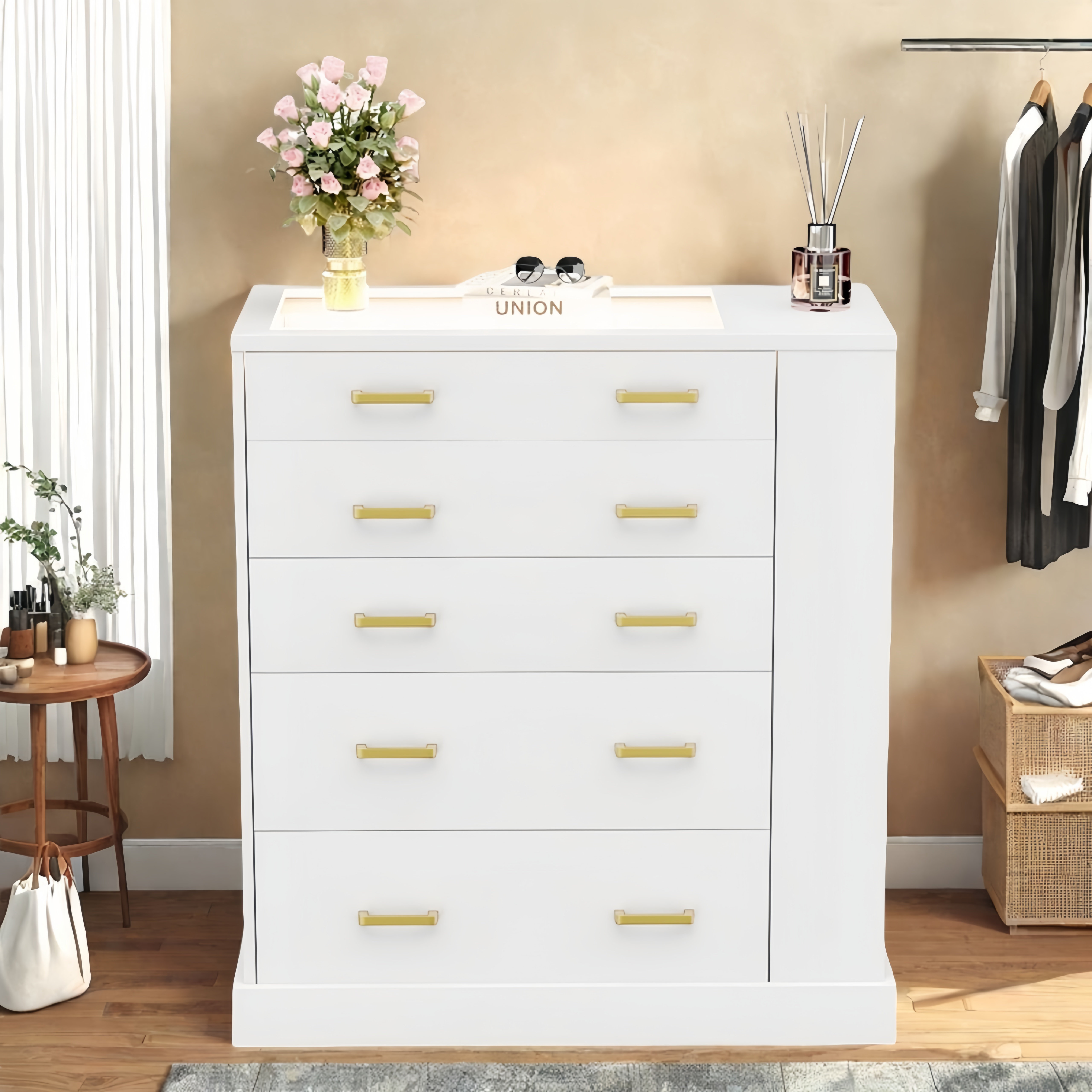 Latitude Run® 30.71W” Wardrobe Closet & Modern Chests of 5 Drawers ...
