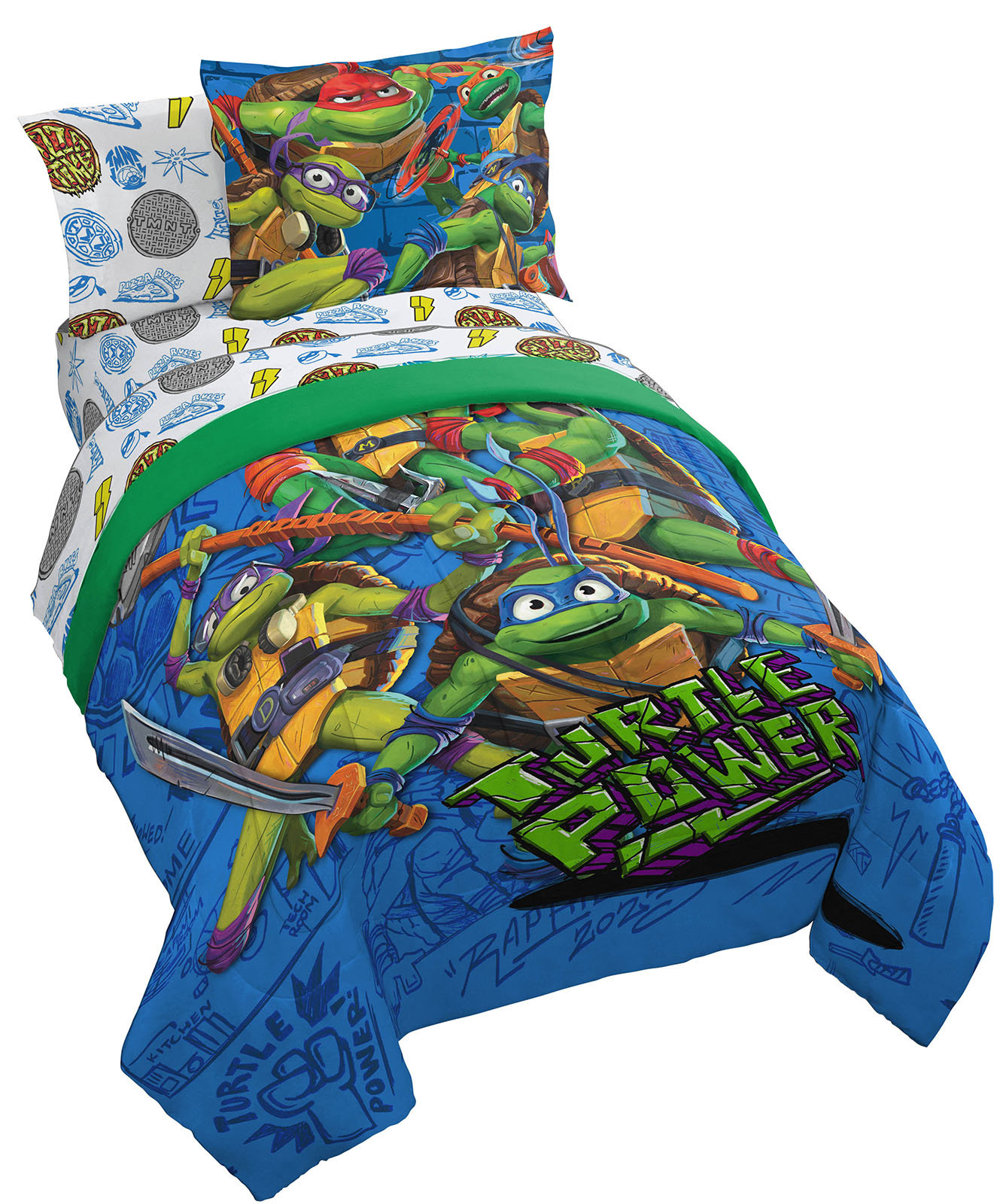 Nickelodeon Paramount Nickelodeon TMNT Mutant Mayhem 7 Piece Full Bed ...