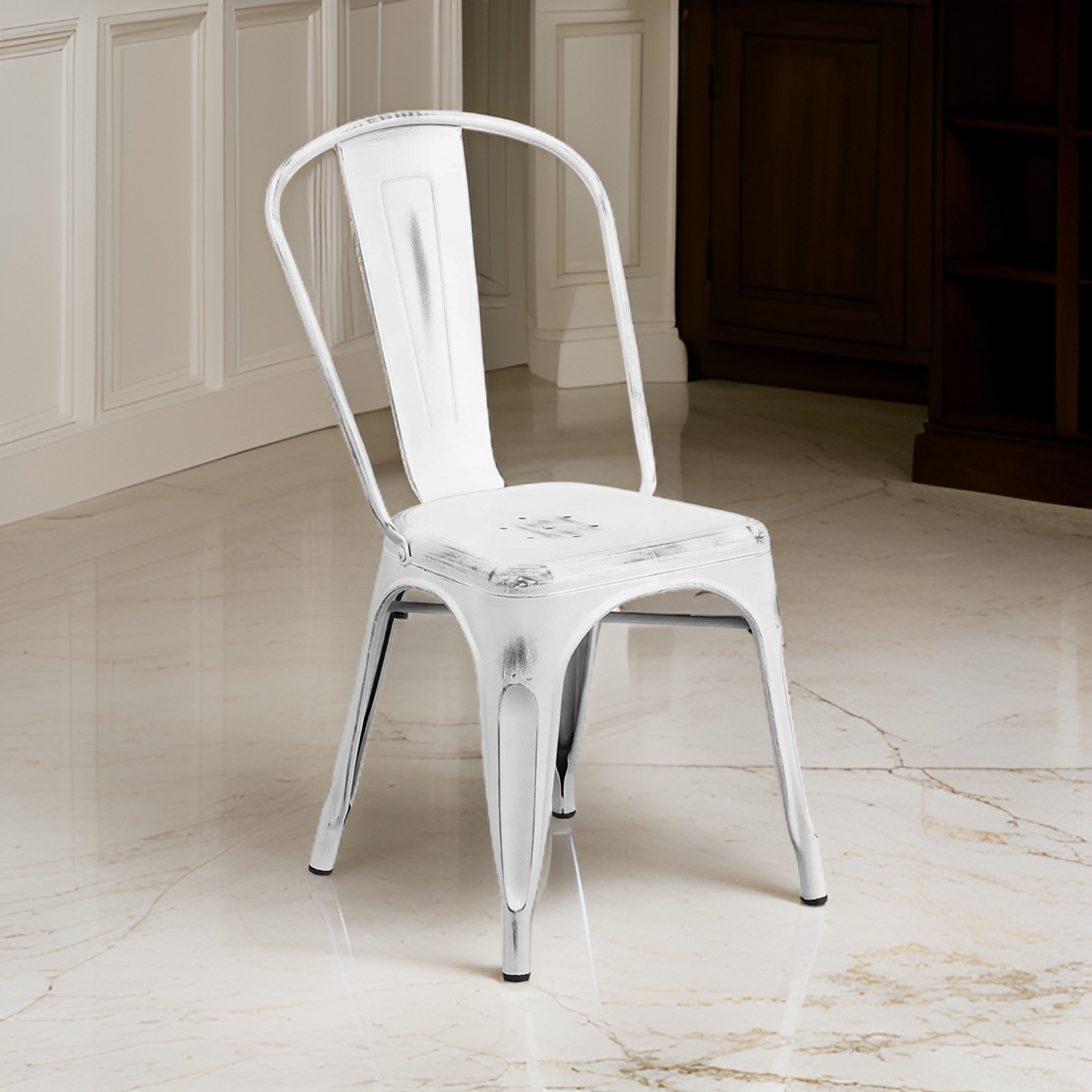 Williston Forge Jennalyn Metal Slat Back Stacking Side Chair Dining ...