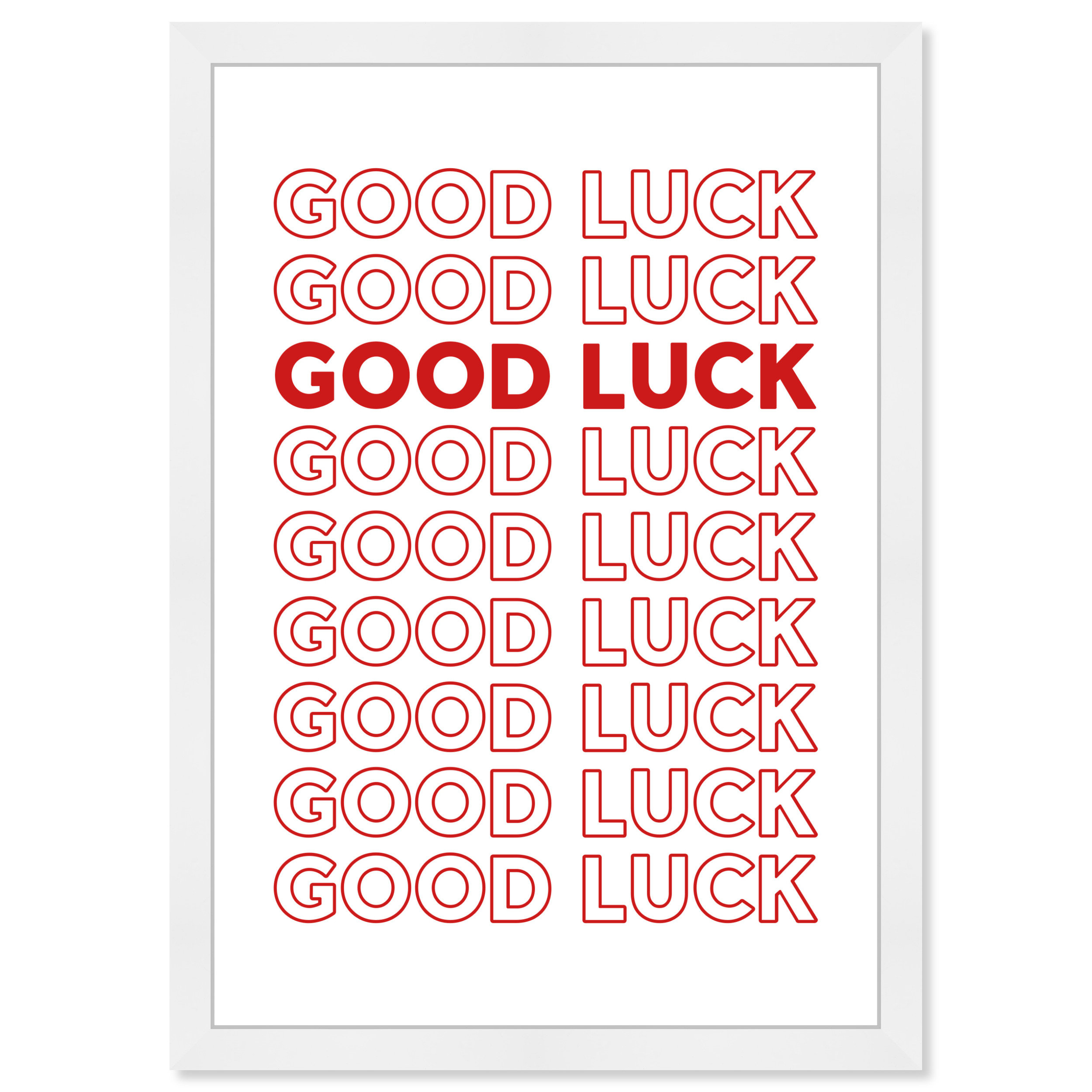 Trinx Typography and Quotes Good Luck Bag 24x36 Modern Red Paper Wall ...