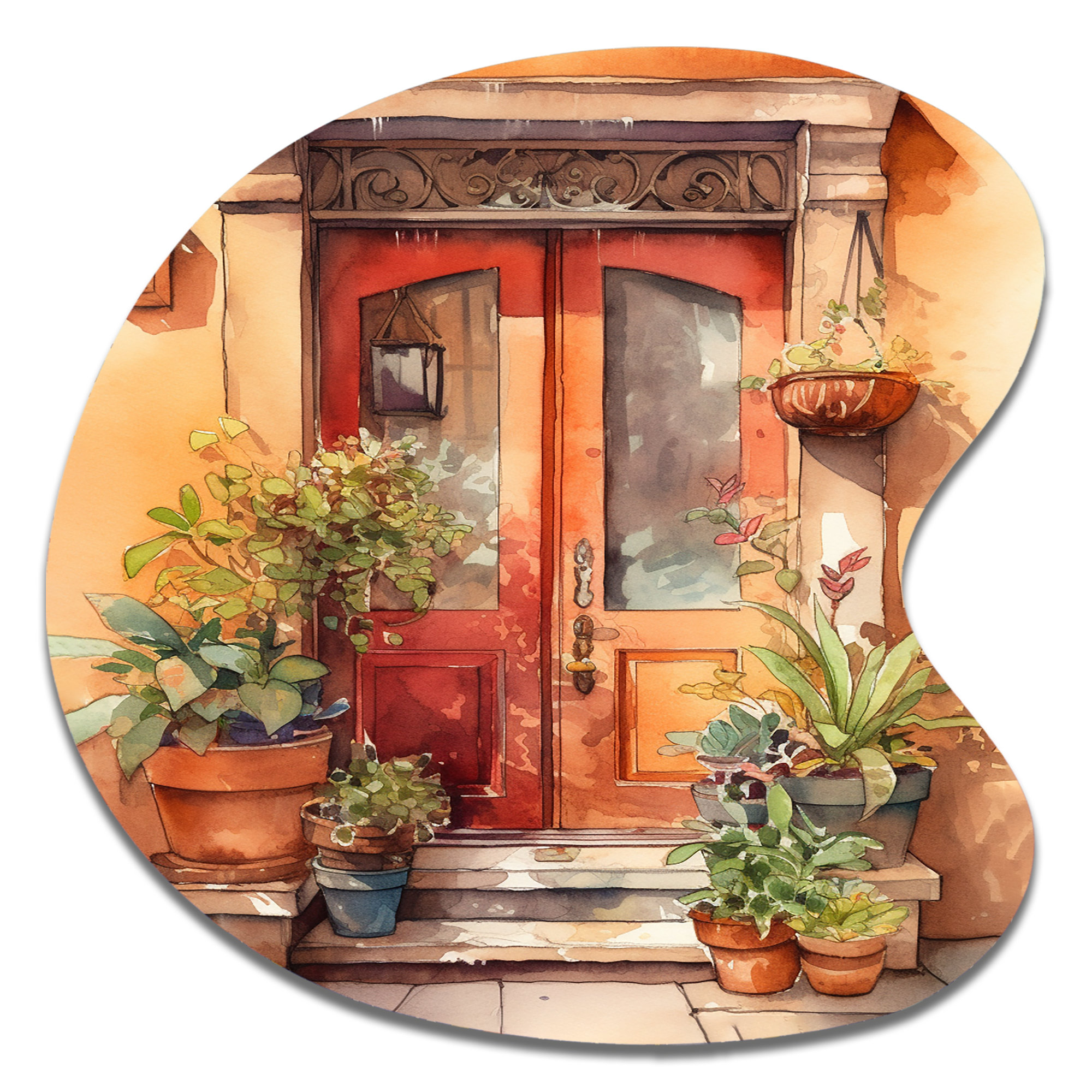 Design Art Red And Beige Garden Door Gateway - Farm Door Floral Drop ...