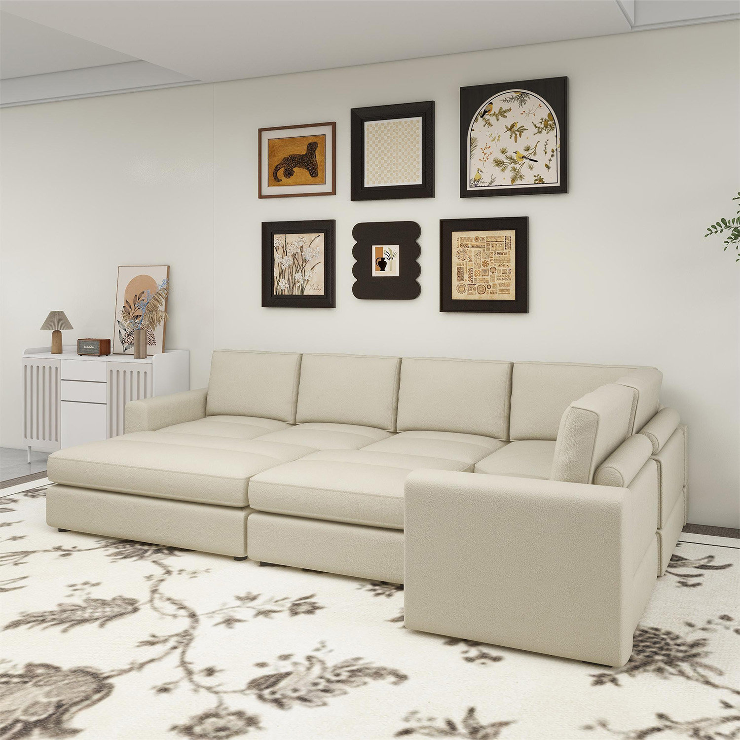 Hokku Designs 121.3 Inch Living Room Sectional Sofa Bed Modular Sofa ...