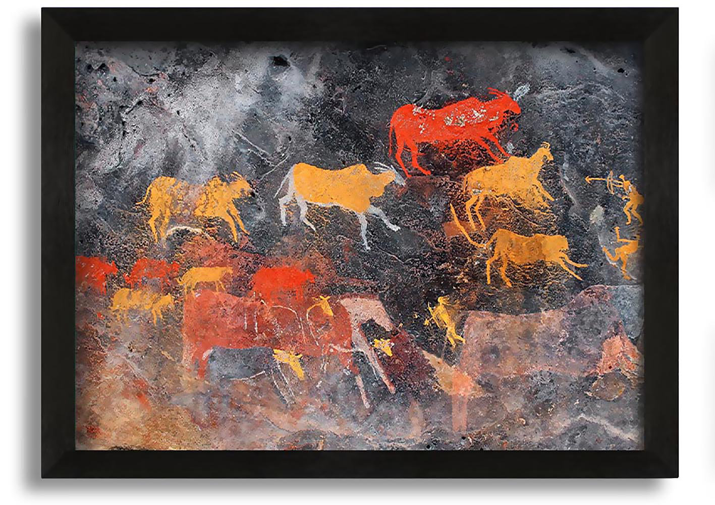 Union Rustic Primative Cave Art 1 - Single Picture Frame Painting on ...