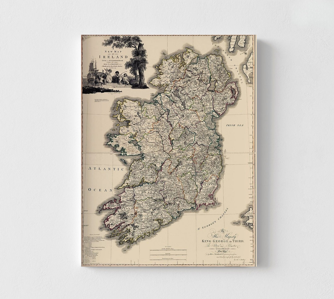 WeFrameArt Kildare County Ireland - Beaufort 1882, Vintage Irish County ...