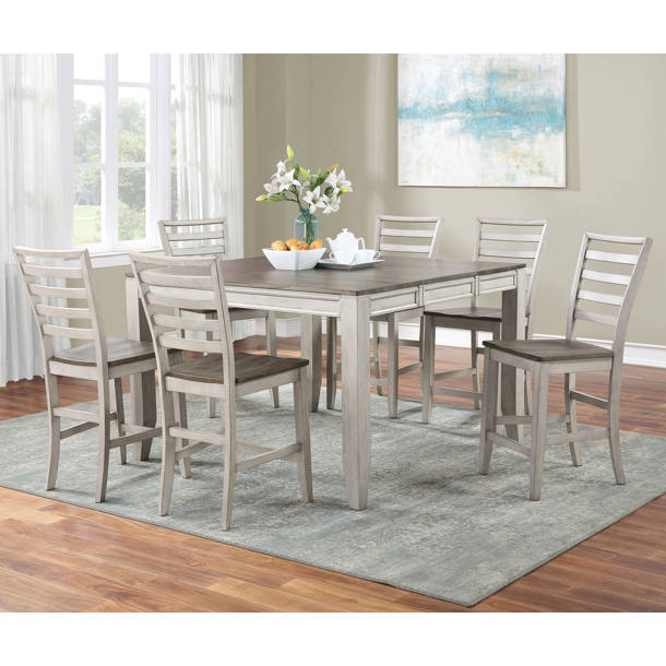 Highland Dunes Ordway 7 - Piece Extendable Solid Wood Top Dining Set ...