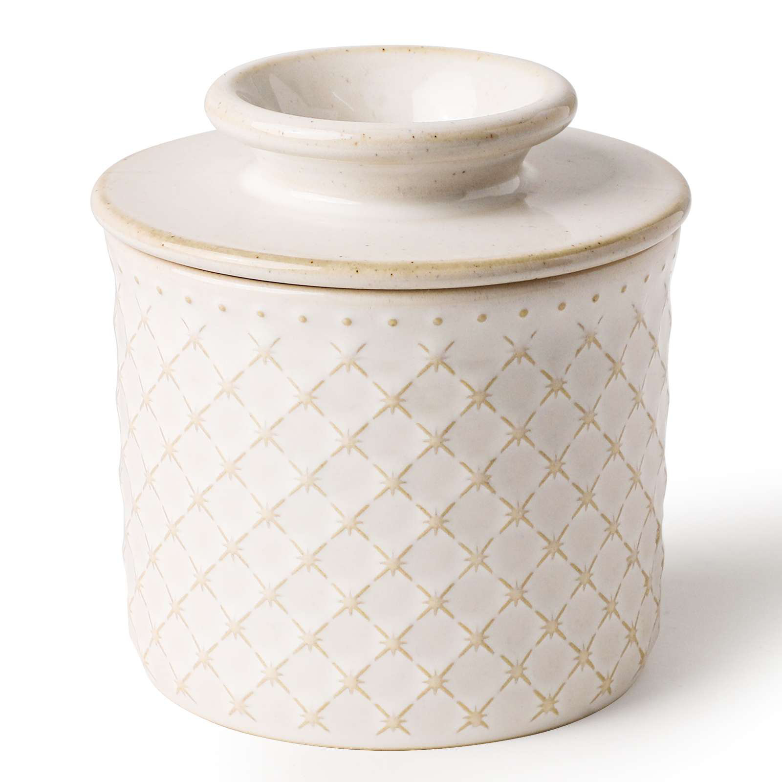 Latitude Run® Stoneware Butter Keeper Crock with Embossed Design, 5 oz ...
