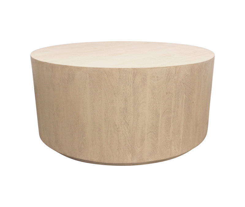 Orren Ellis 36" Natural Solid Wood Round Distressed Coffee Table | Wayfair