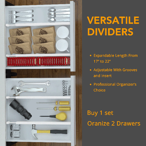 SpaceAid Adjustable Bamboo Drawer Dividers with Inserts & Labels ...