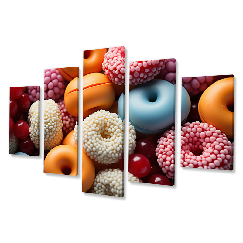 Ebern Designs Colorful Pop Art Candy II On Canvas 5 Pieces Print | Wayfair