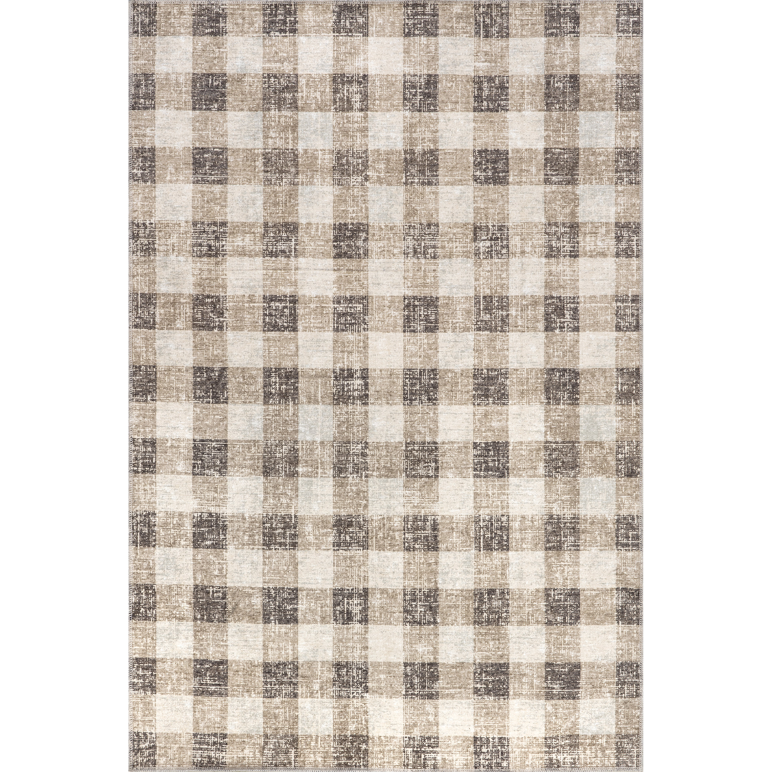 Gracie Oaks Drew SpinClean Gingham Plaid Machine Washable Area Rug ...