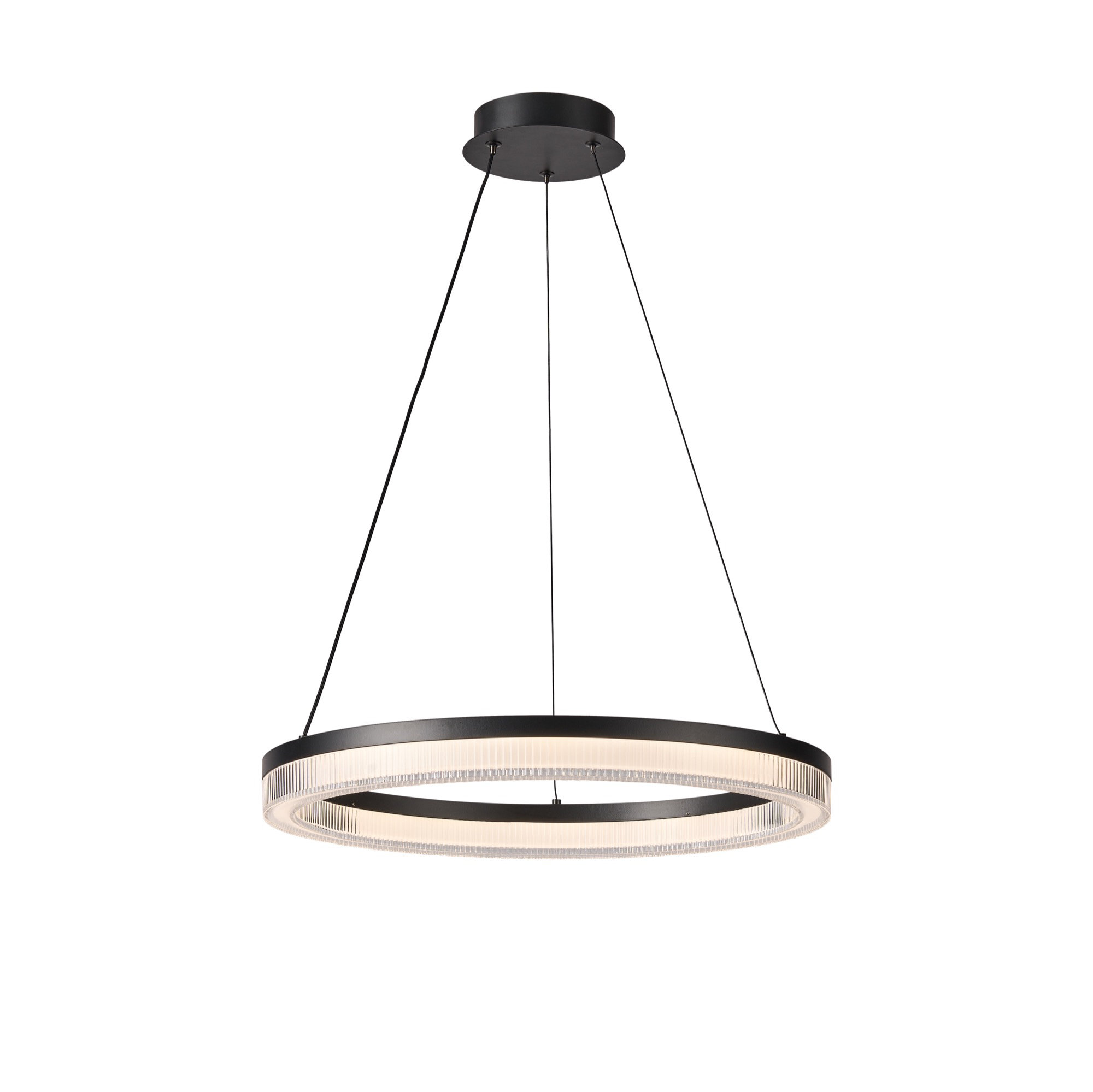 Ivy Bronx Granados - Integrated LED Pendant - Black Finish - Ribbed ...