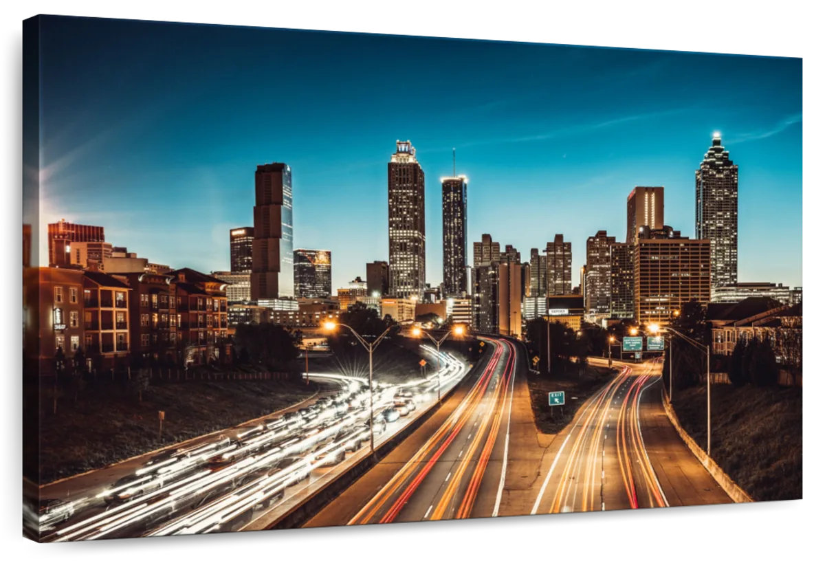 Ebern Designs Kavia Atlanta Night Skyline | Wayfair