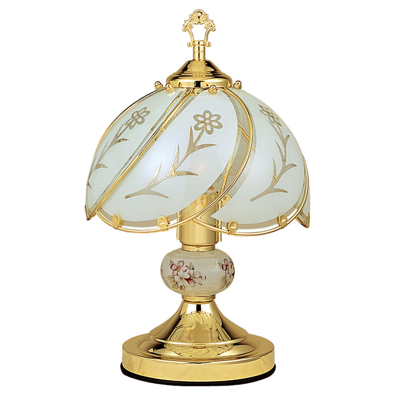 Rosdorf Park Gurtie 14" Gold Bedside Table Lamp With White Flowers ...