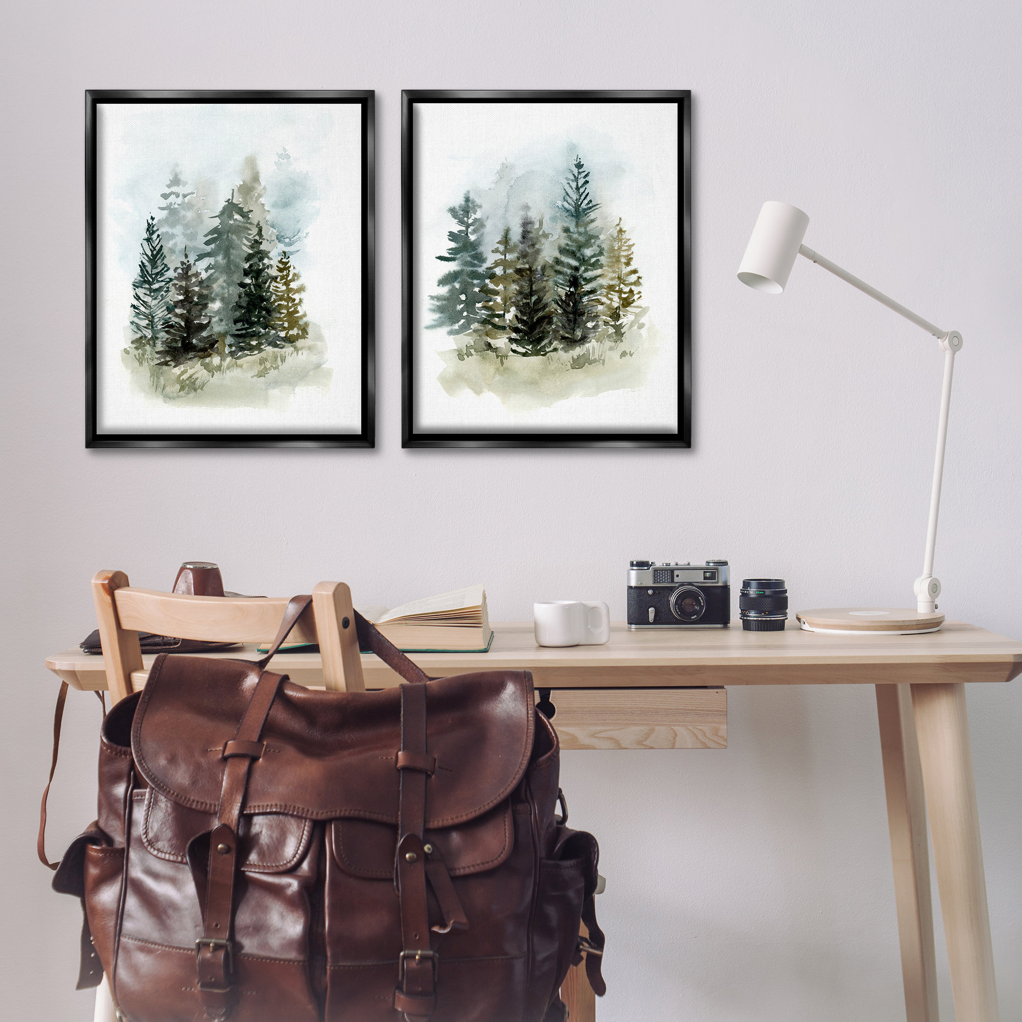 Millwood Pines Pine Trees Forest Grove 2 PC Framed Floater Canvas Set ...