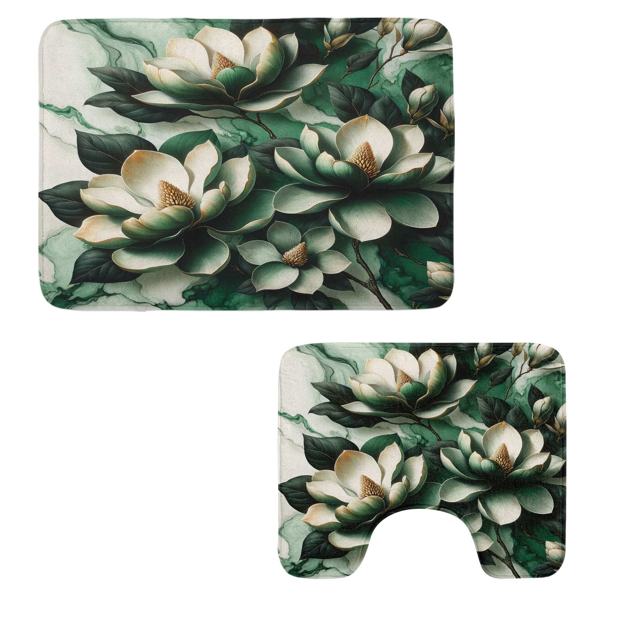 East Urban Home Dark Green Bathroom Rug Set 2 Pieces Rectangle ...