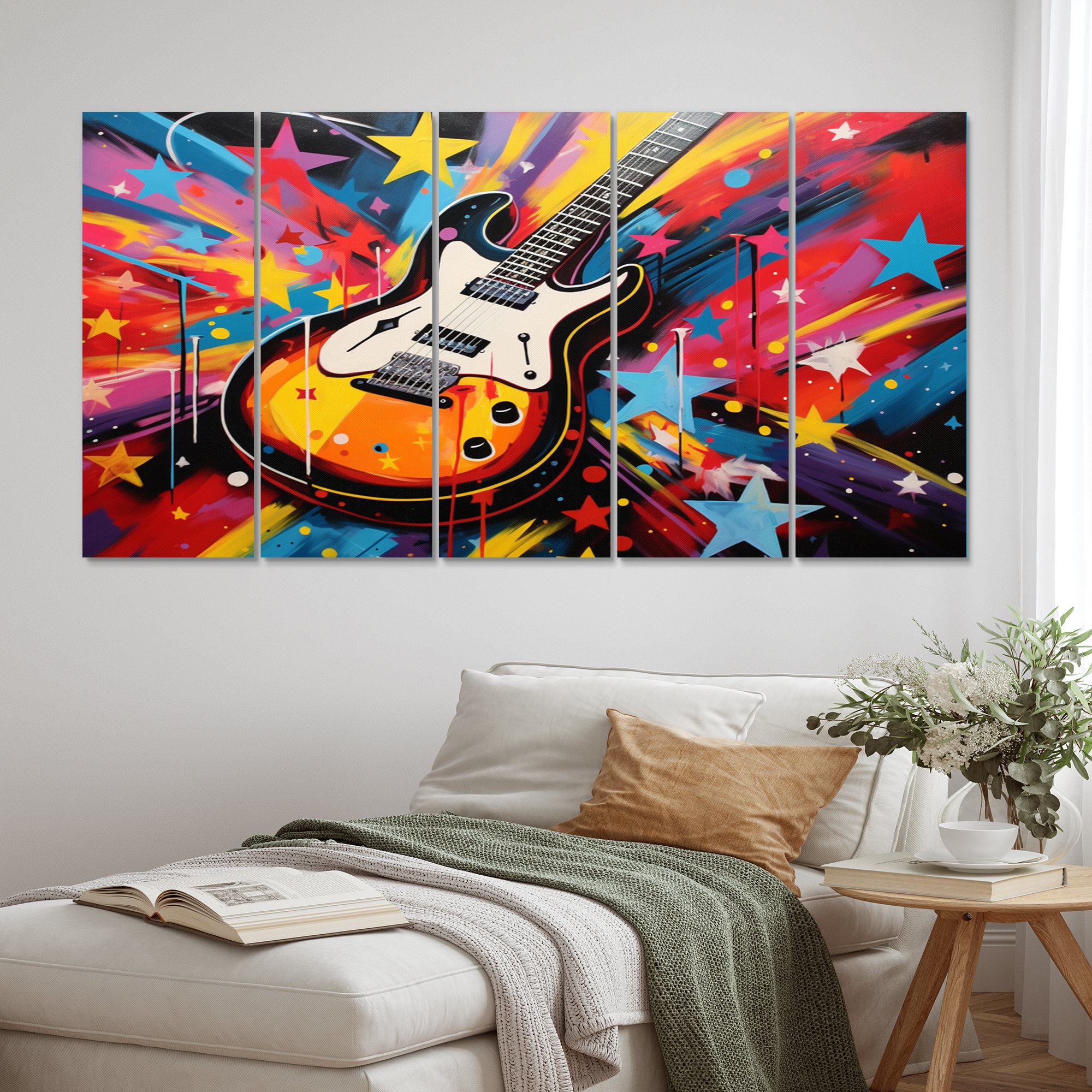 Winston Porter Pop Art Music - Music Wall Art Print - 5 Equal Panels ...