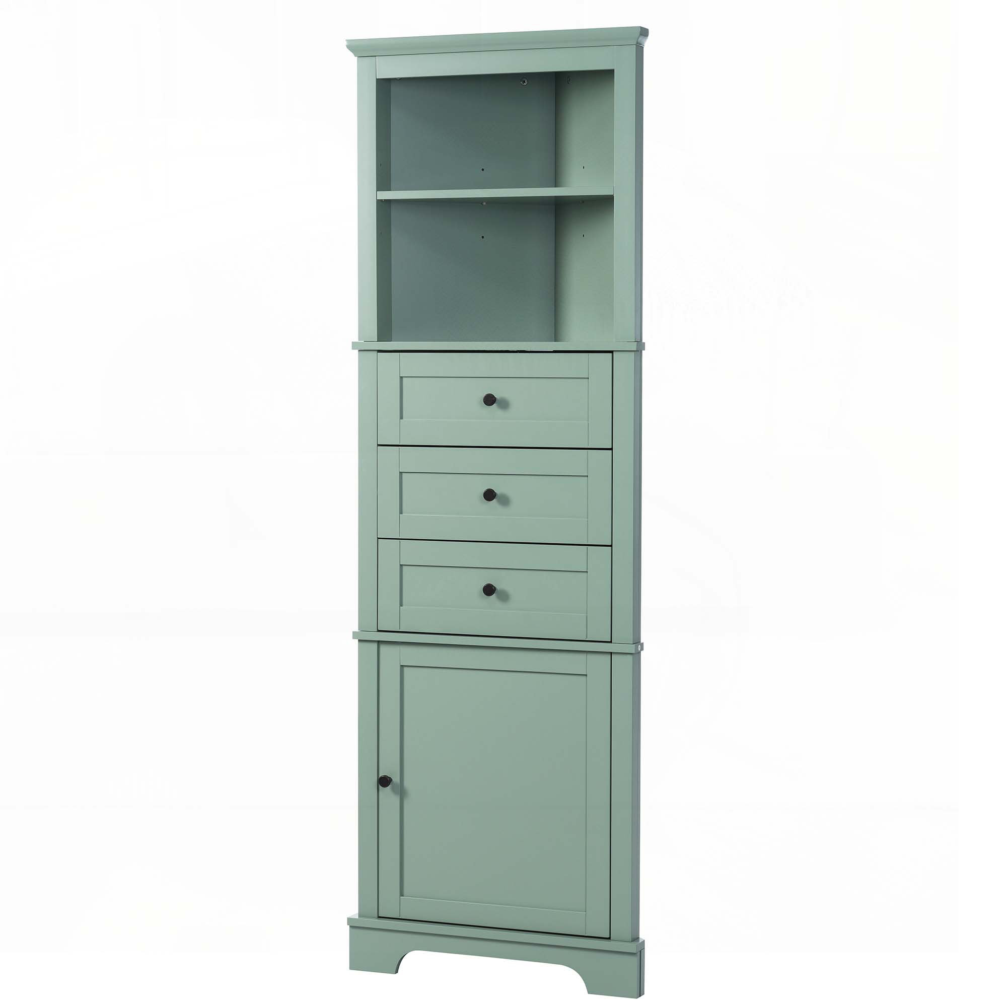 Latitude Run® Corner Bathroom Storage Cabinet with 3 Drawers and ...