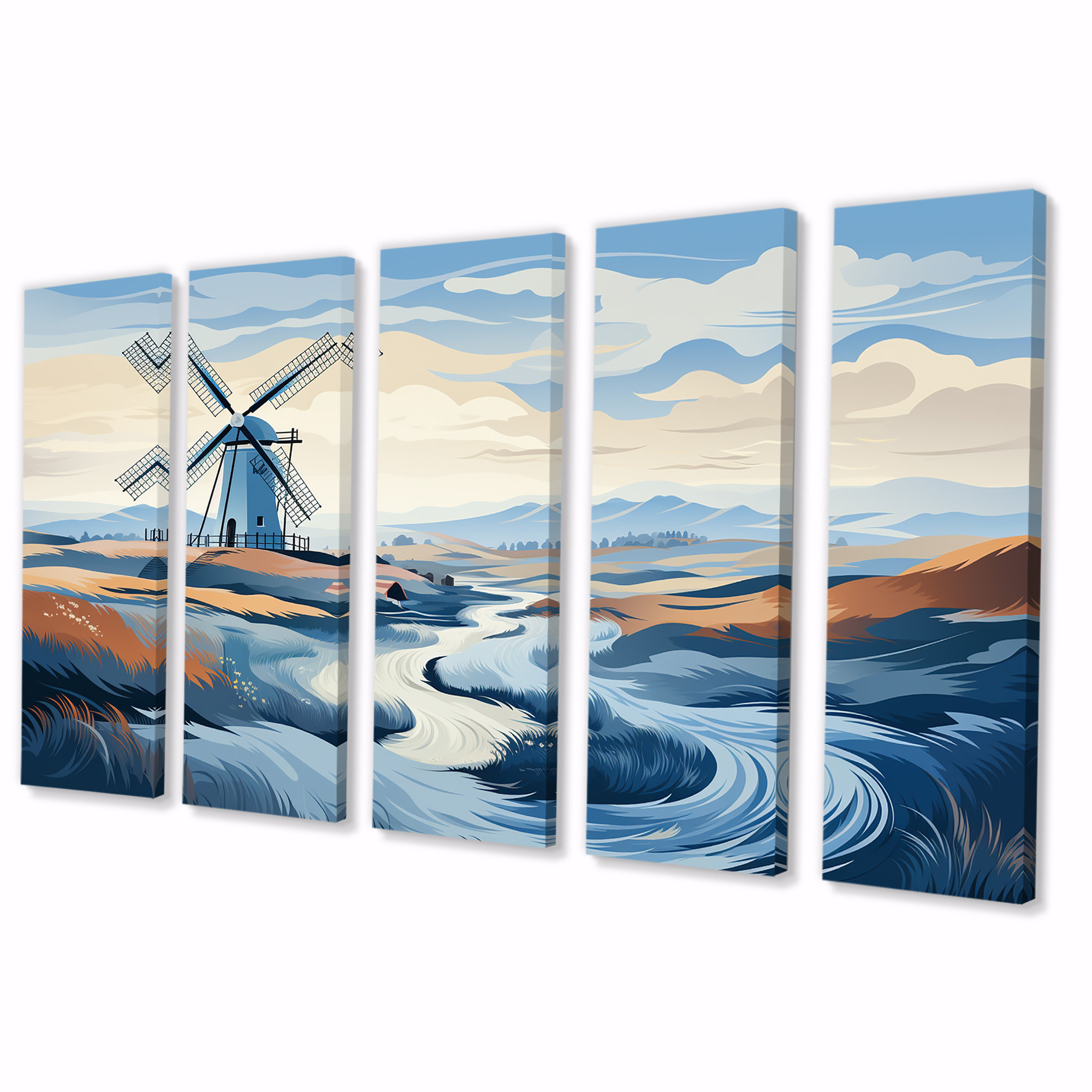 Lark Manor™ Holland Wind Turbine Meadows I - Wind Turbines 5 Piece Wall ...