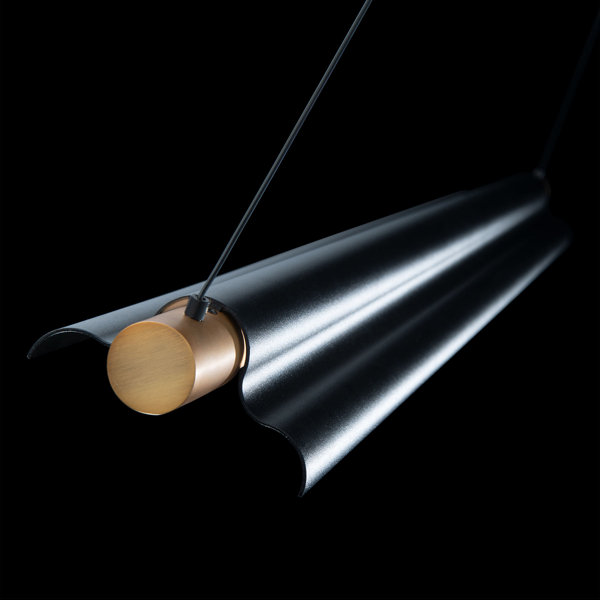 dweLED Pavilion 44.125 in LED Linear Pendant 3000K in Black/Aged Brass ...