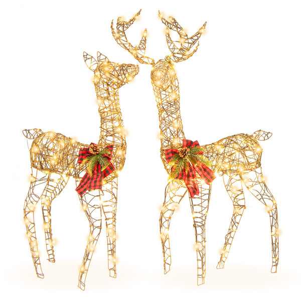 The Seasonal Aisle 2-Piece Reindeer Family Set Christmas Deer W/ Ground ...
