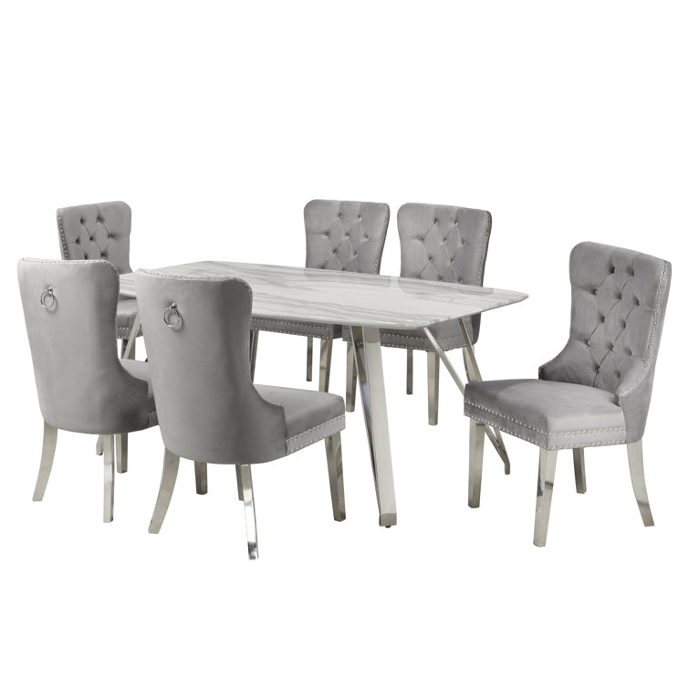 Brassex Rosemount 7-Piece Dining Set, Grey - Wayfair Canada