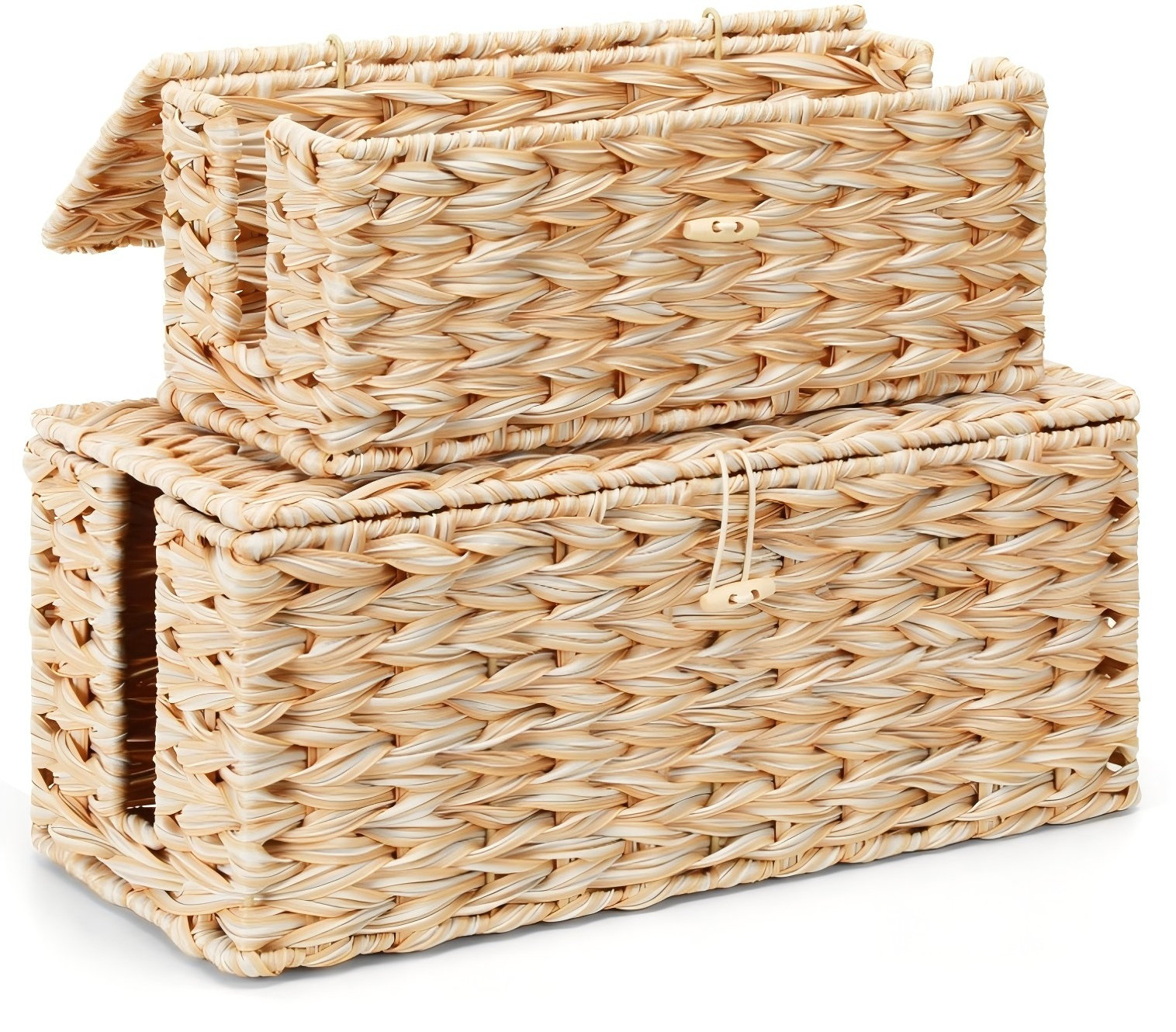CHUANGWENYI Cable Management Box With Lid, 2 Pack Handwoven Rattan Cord ...
