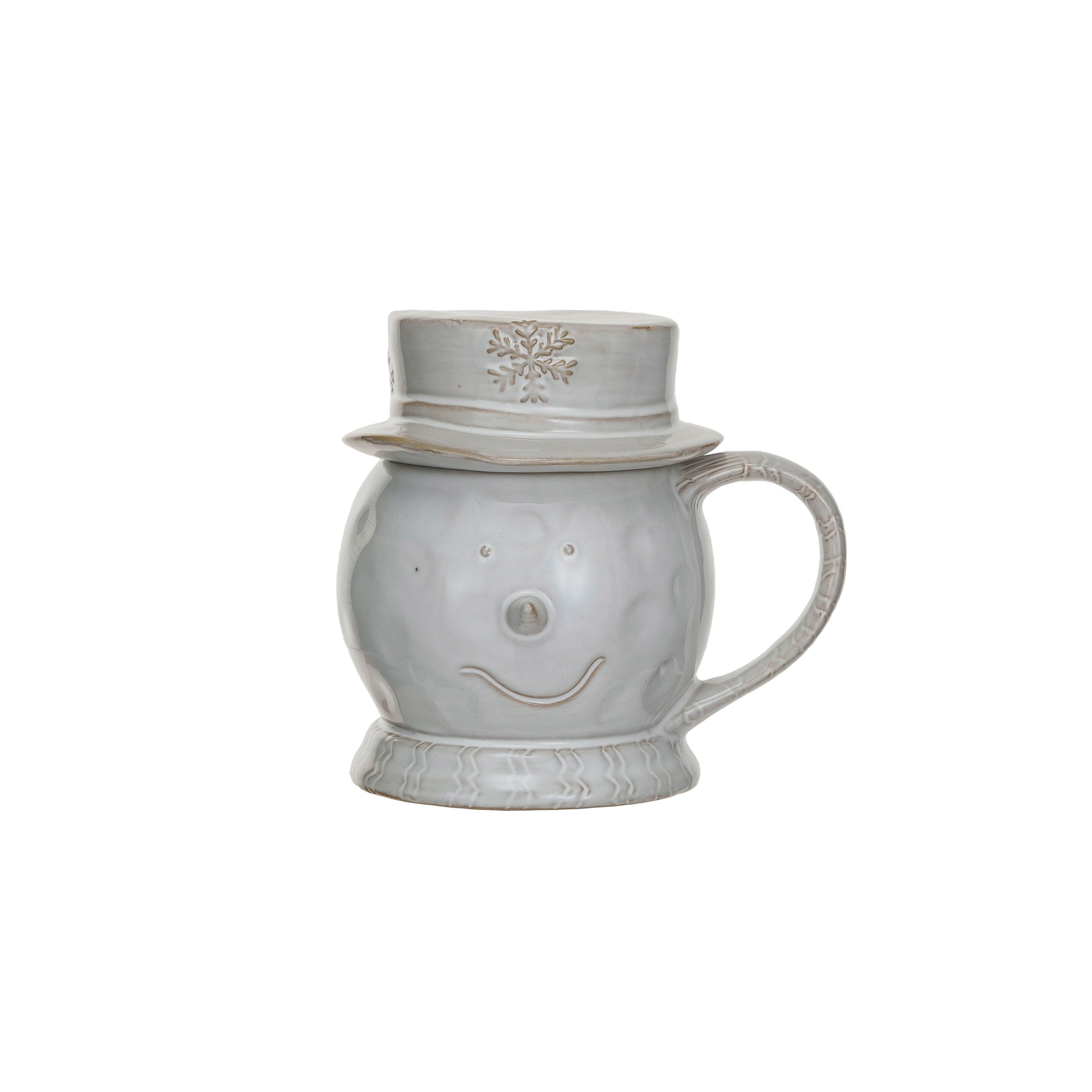 The Holiday Aisle® Stoneware Snowman Shaped Mug With Lid | Wayfair