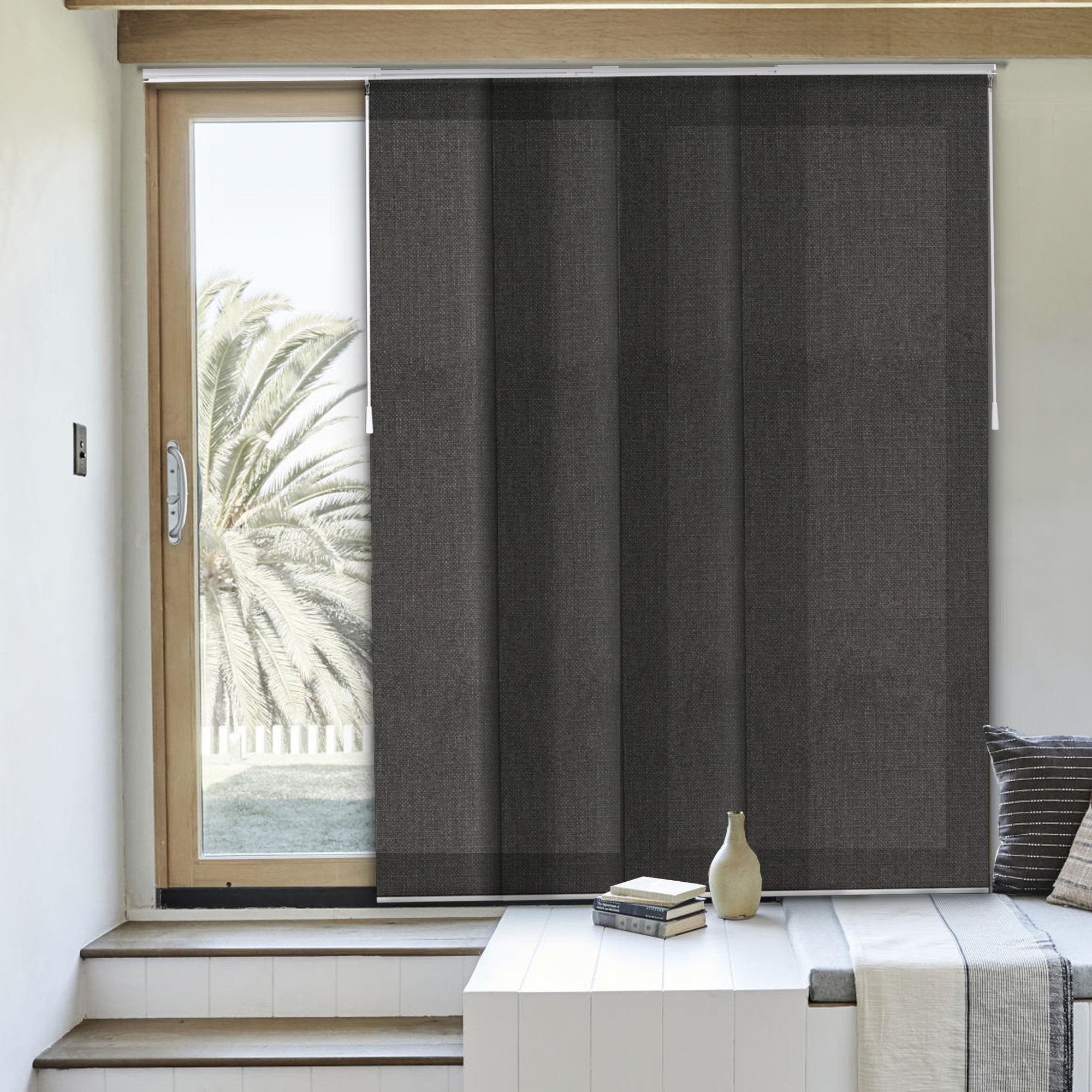 Latitude Run® Adjustable Sliding Panel Track Semi-Sheer Vertical Blind ...