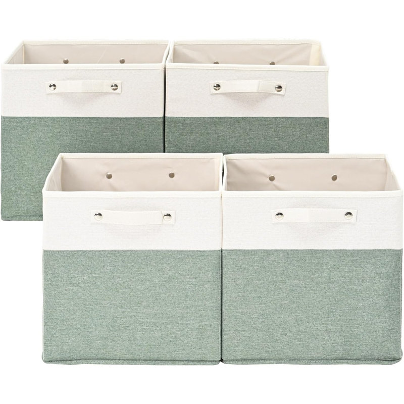 Latitude Run® 4-pack 13" Collapsible Linen Storage Bins Green | Wayfair