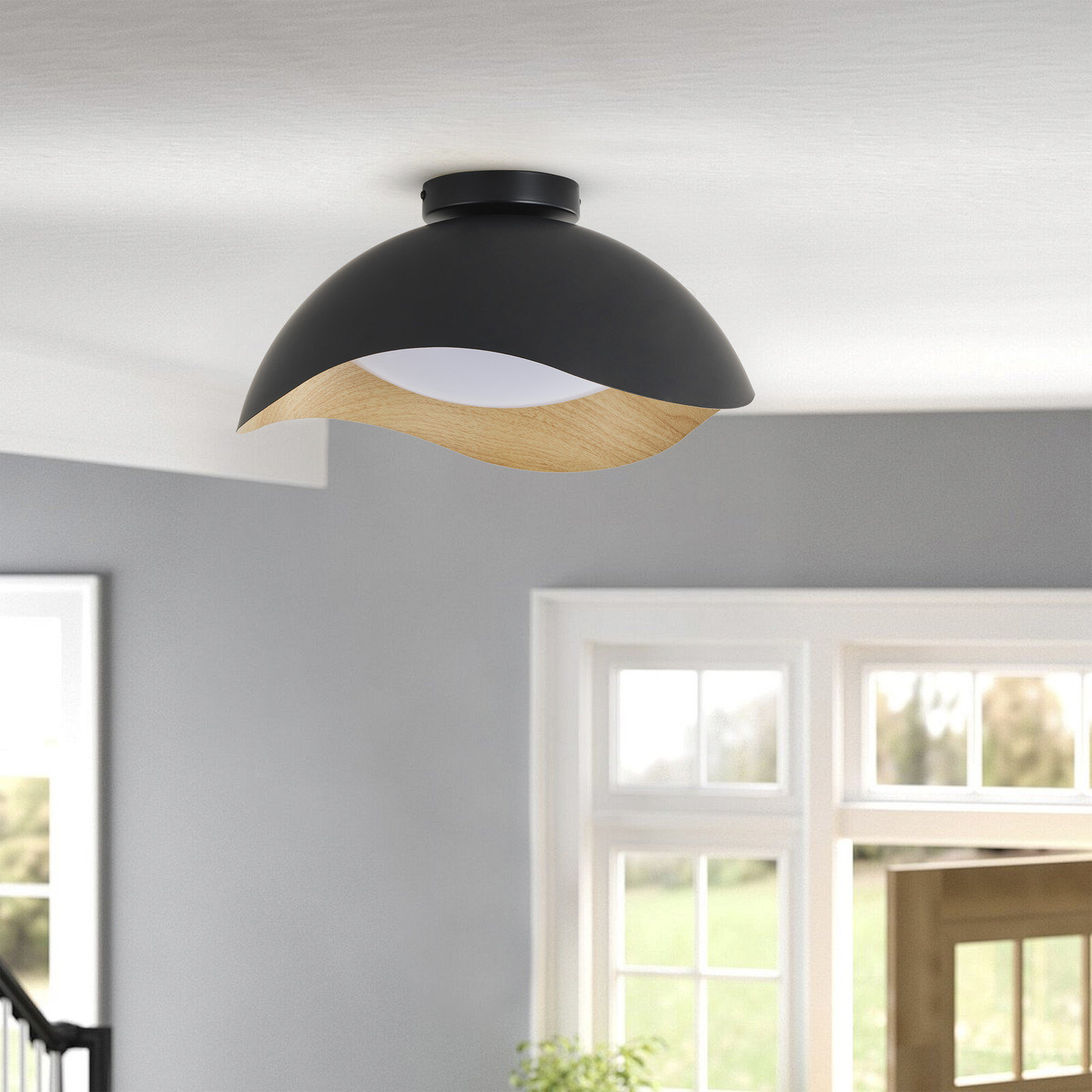 Latitude Run® 2700K-6000K Modern Matte Black LED Flush Mount Ceiling ...